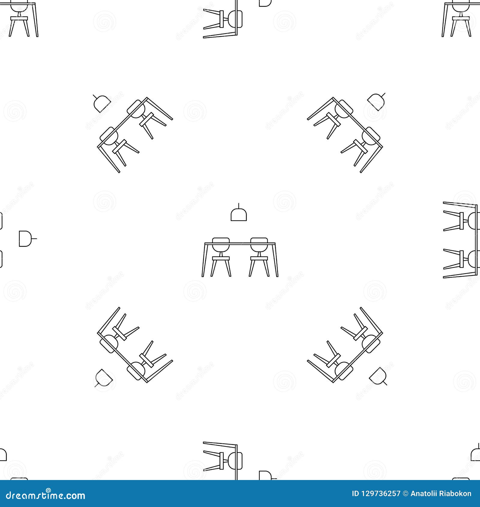 Table and Chairs Pattern Seamless Vector Stock Vector - Illustration of ...