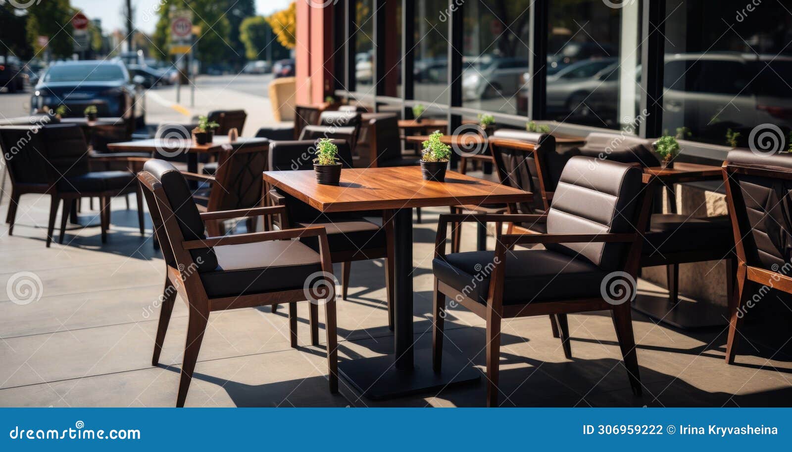 Table and Chairs for a Restaurant in a Parking Lot Stock Photo - Image ...