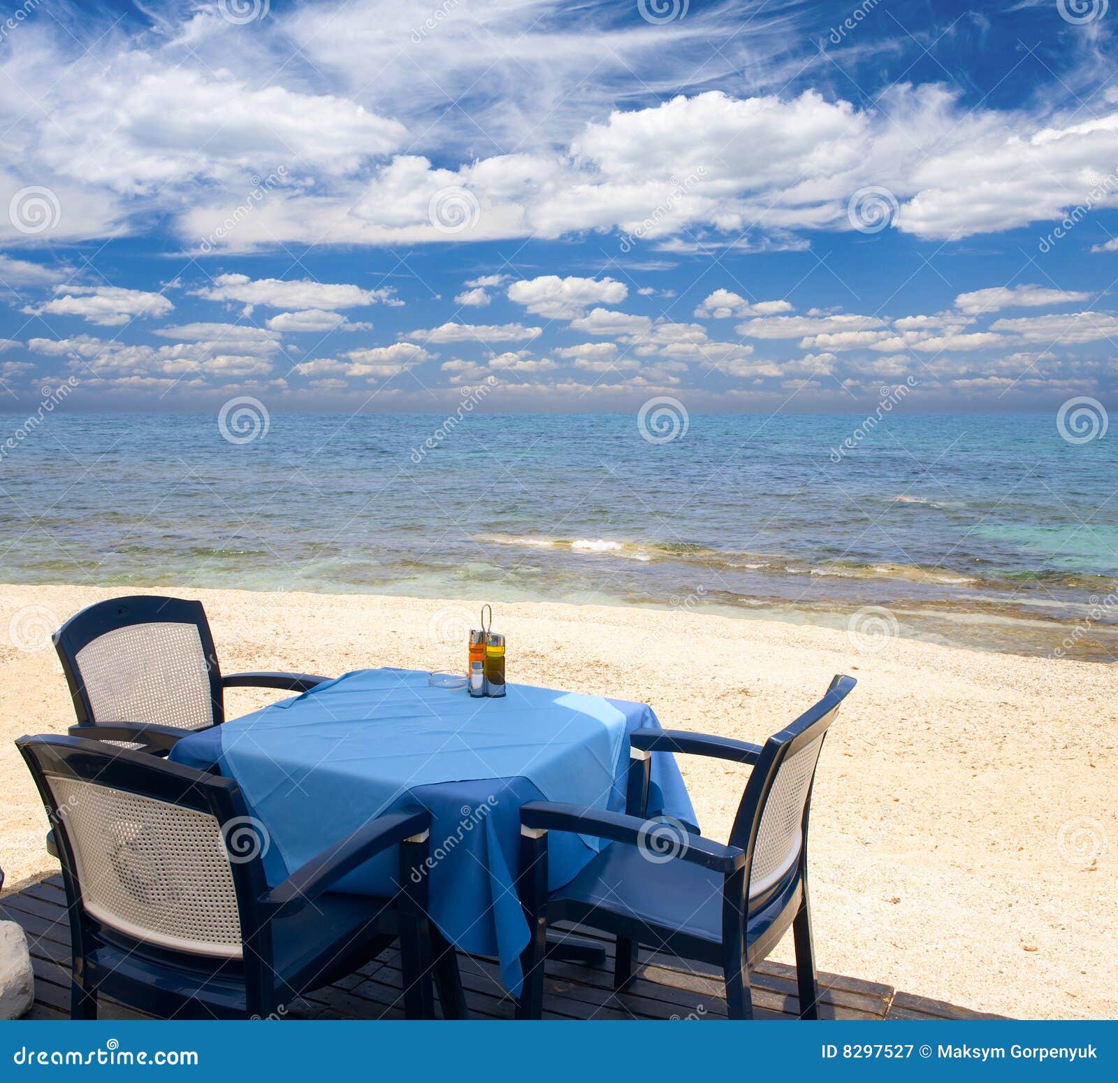 Table and Chairs on Sand Sea Beach Stock Image - Image of outdoor ...