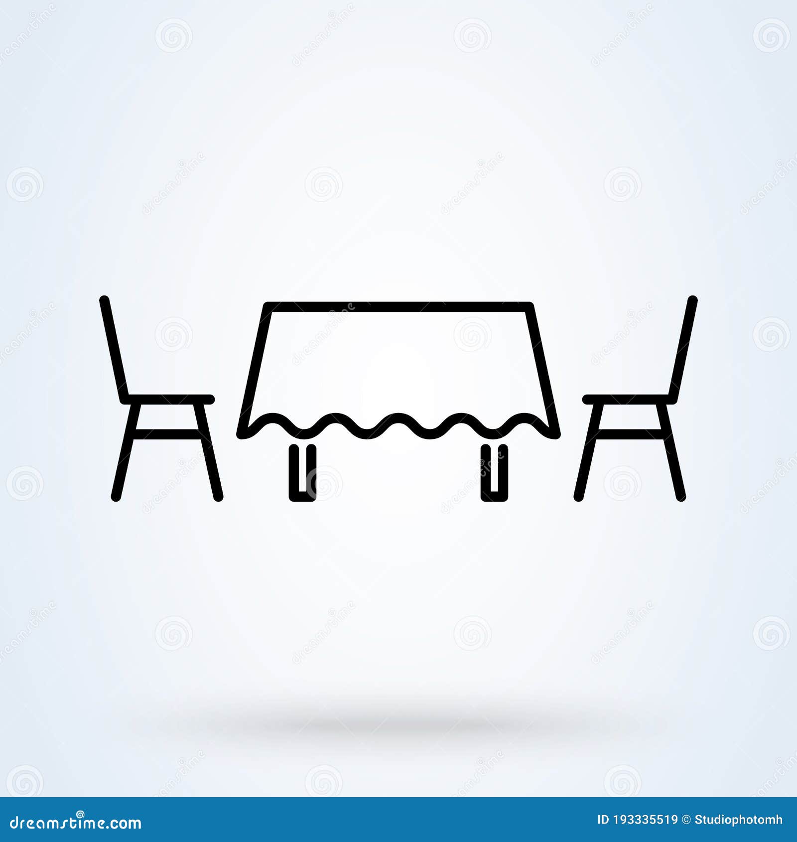 Table and Chairs Vector Illustration. Icon Linear Style, Symbol Trendy ...
