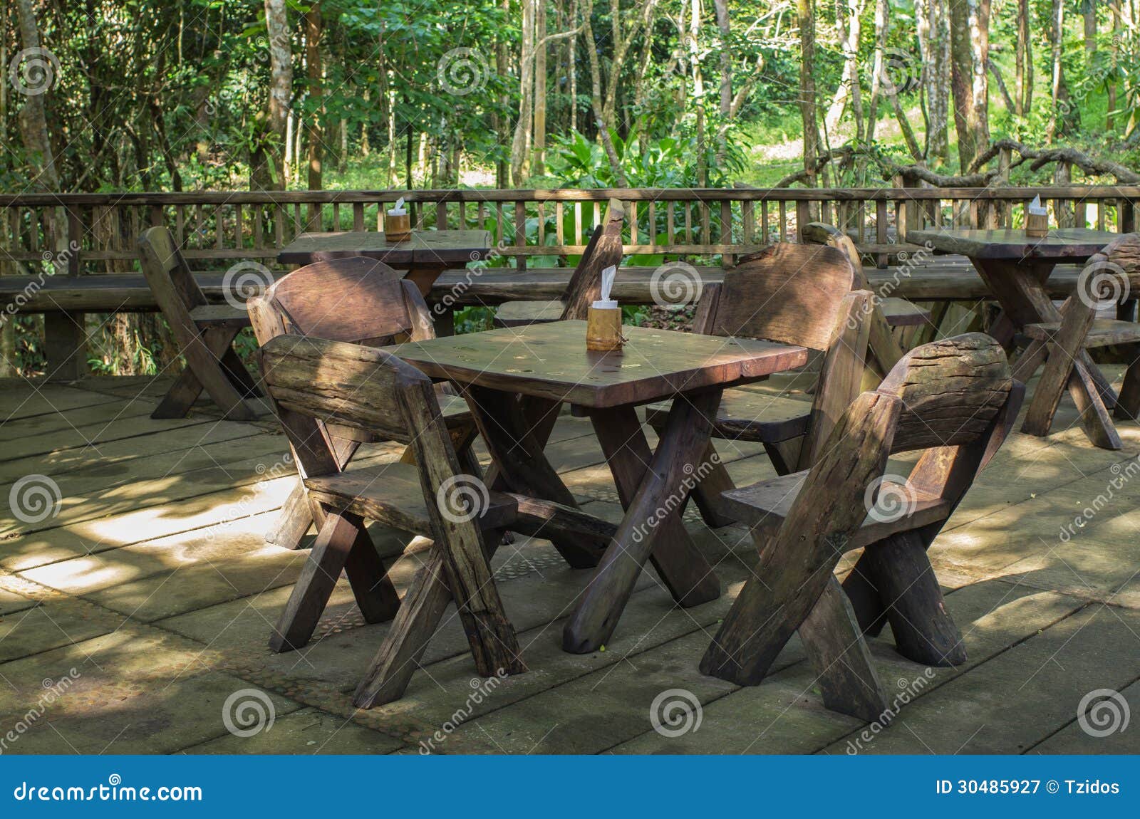 Table and Chairs Wood in Forest Stock Image - Image of landscape ...