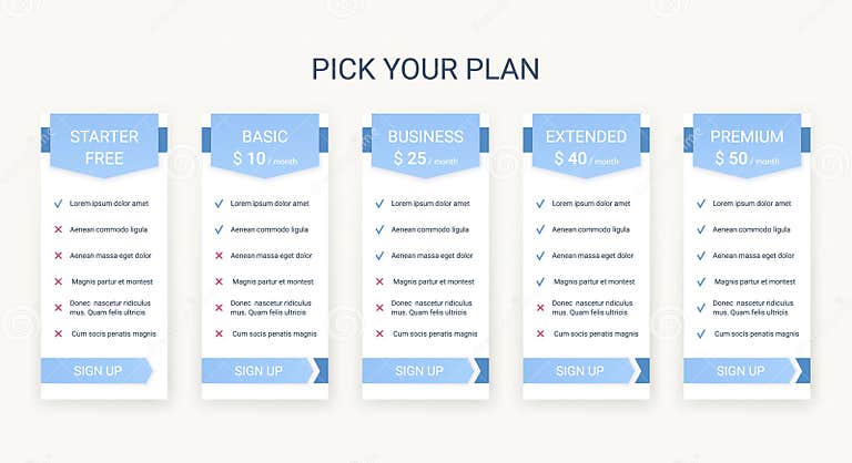 Table Chart Template. Price Comparison Layout. Pricing Data Grid Stock ...
