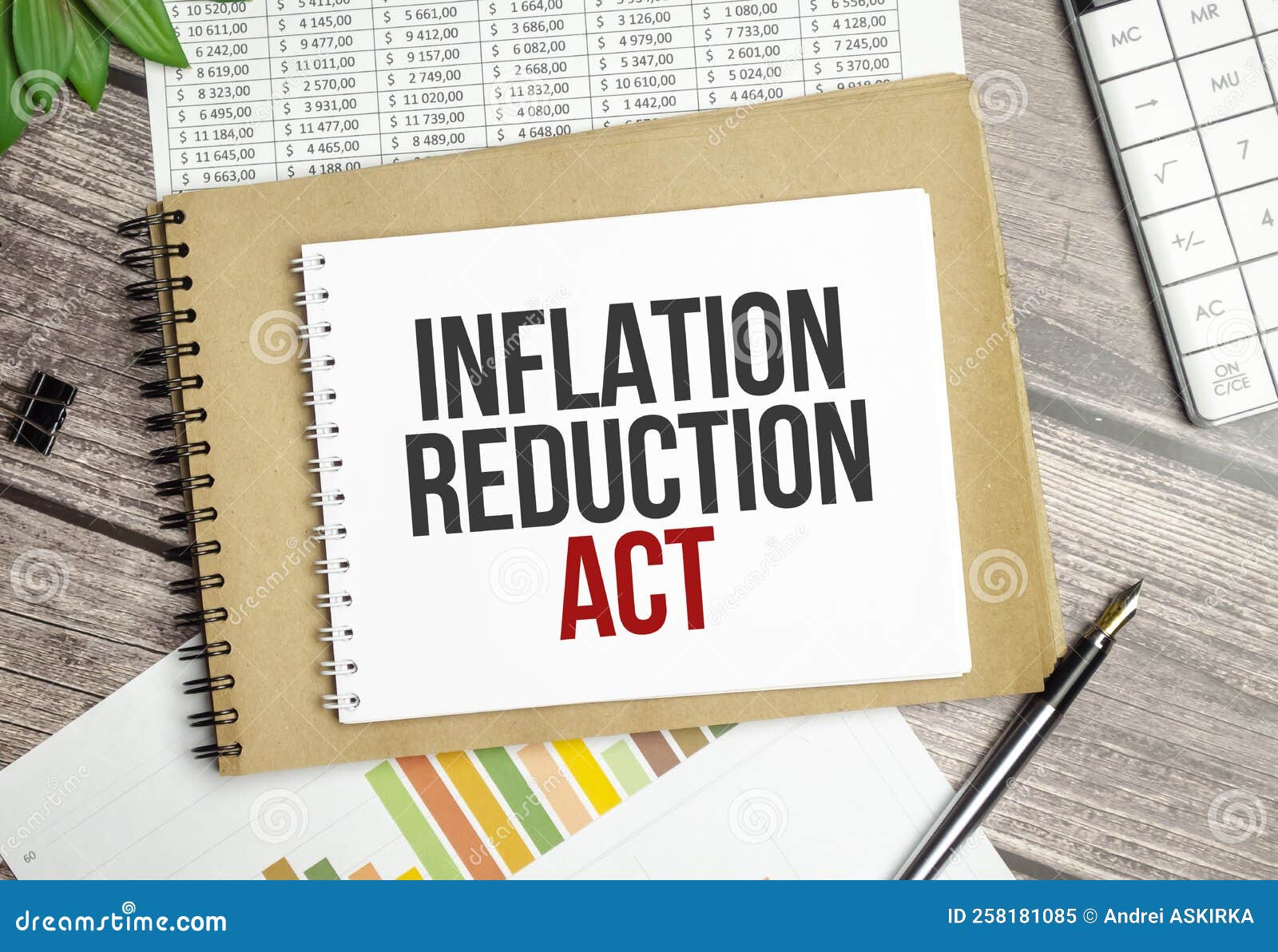 On the Table Charts, Calculator and Notebook with the INFLATION ...