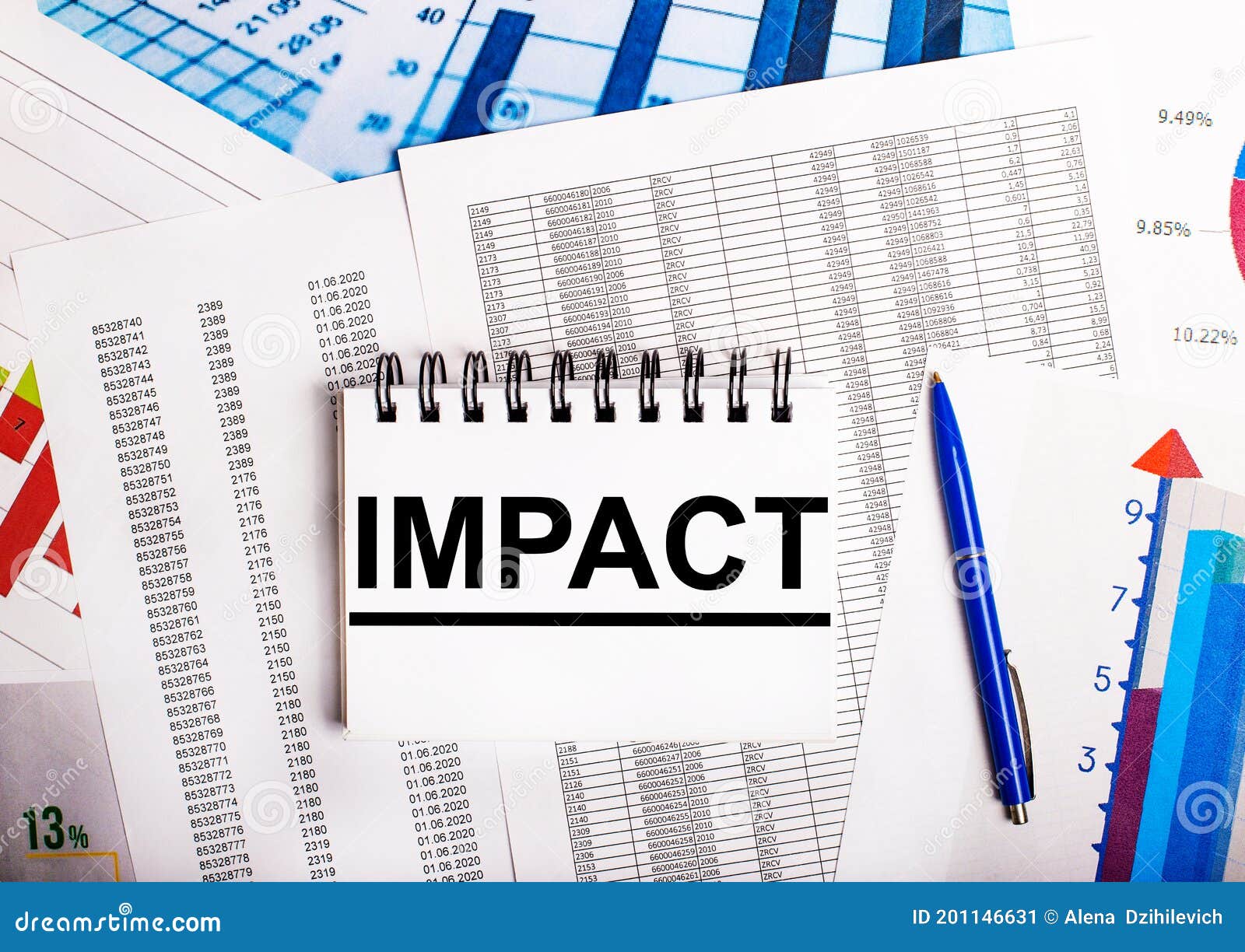 On the Table are Charts and Reports, on Which Lie a Blue Pen and a ...