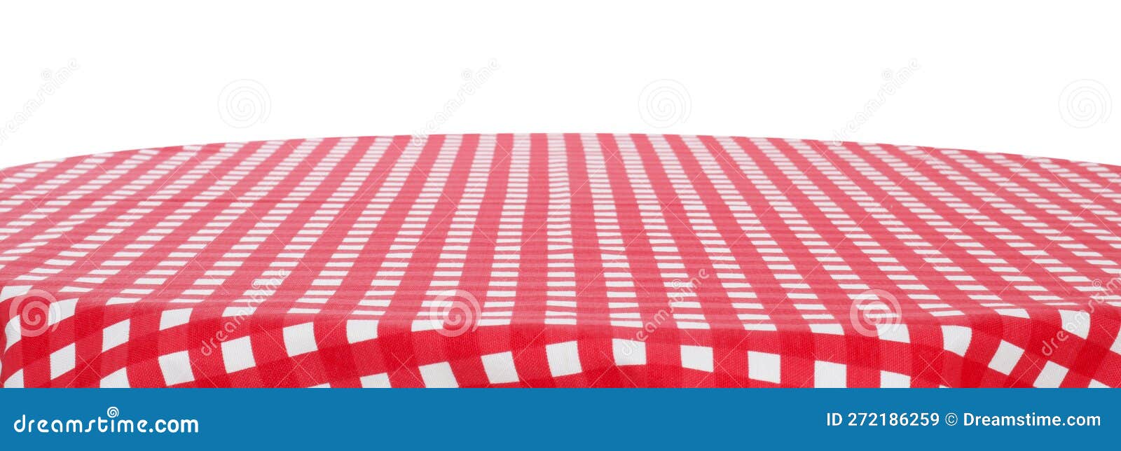 Table with Checkered Tablecloth Isolated on White Stock Image - Image ...