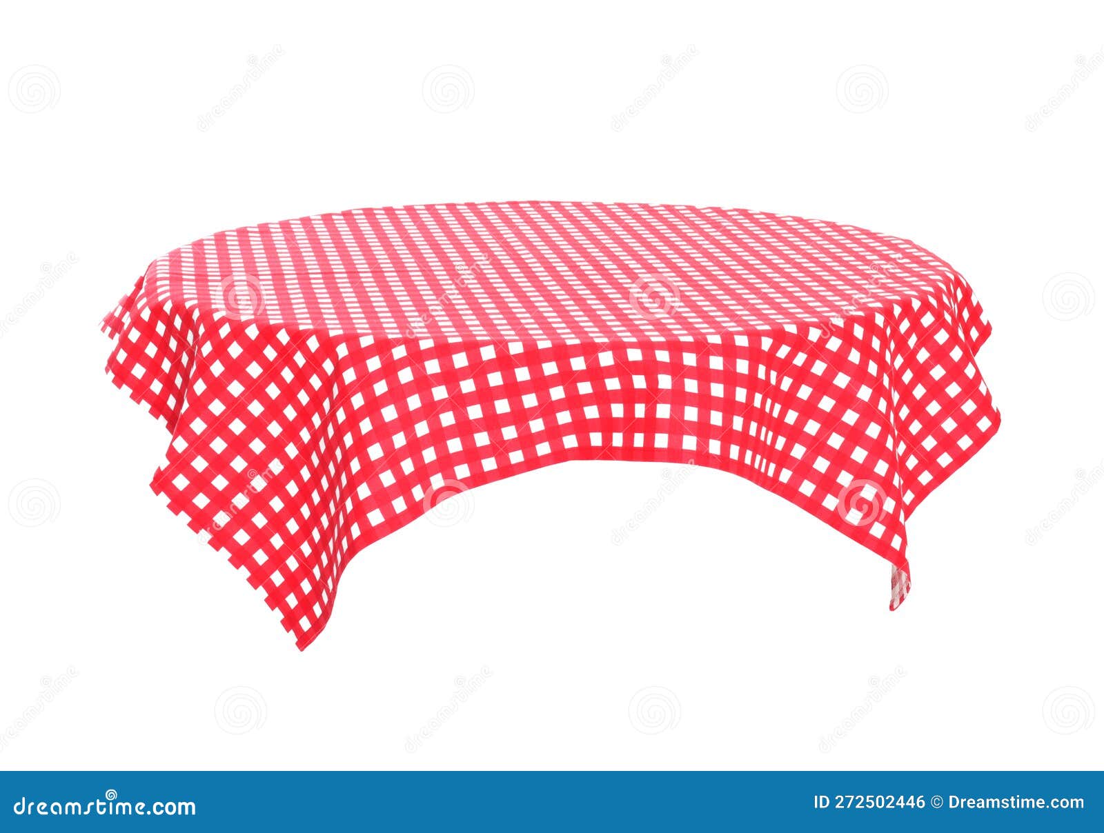 Table with Checkered Tablecloth Isolated on White Stock Photo - Image ...