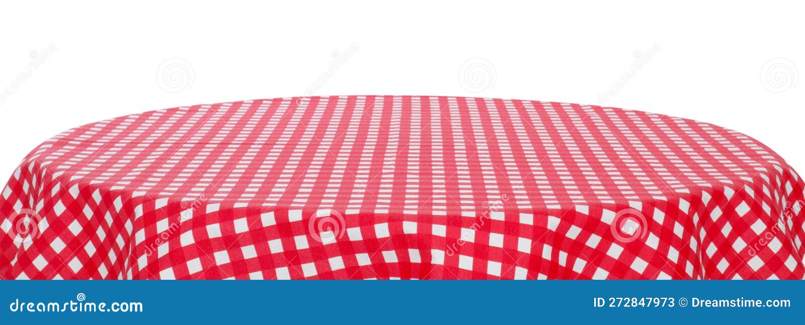Table with Checkered Tablecloth Isolated on White Stock Image - Image ...