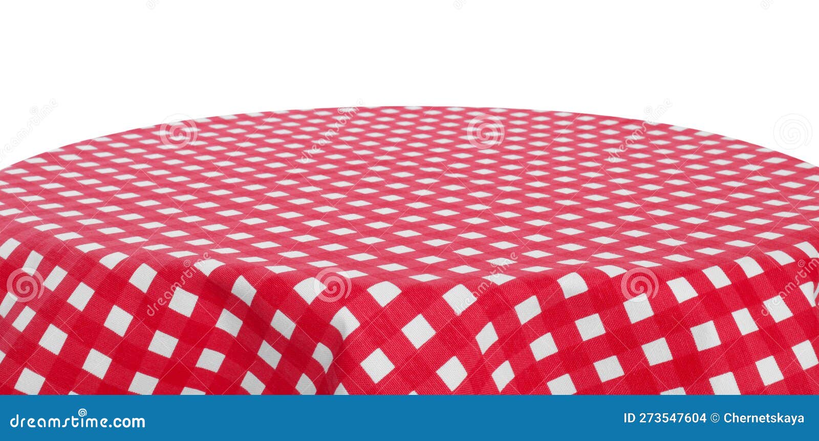 Table with Checkered Tablecloth Isolated on White Stock Photo - Image ...