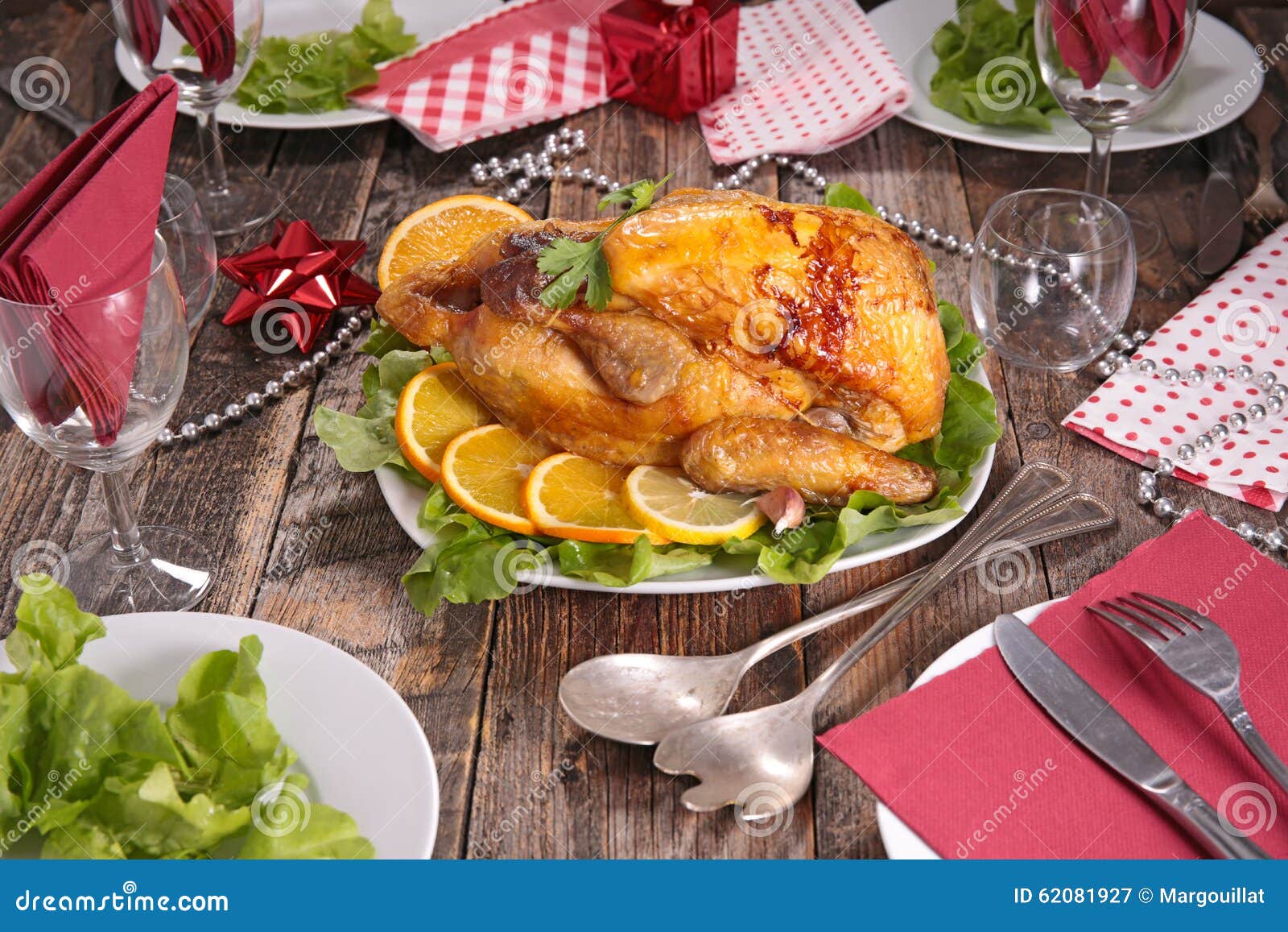 Table with chicken cooked stock image. Image of roasted - 62081927
