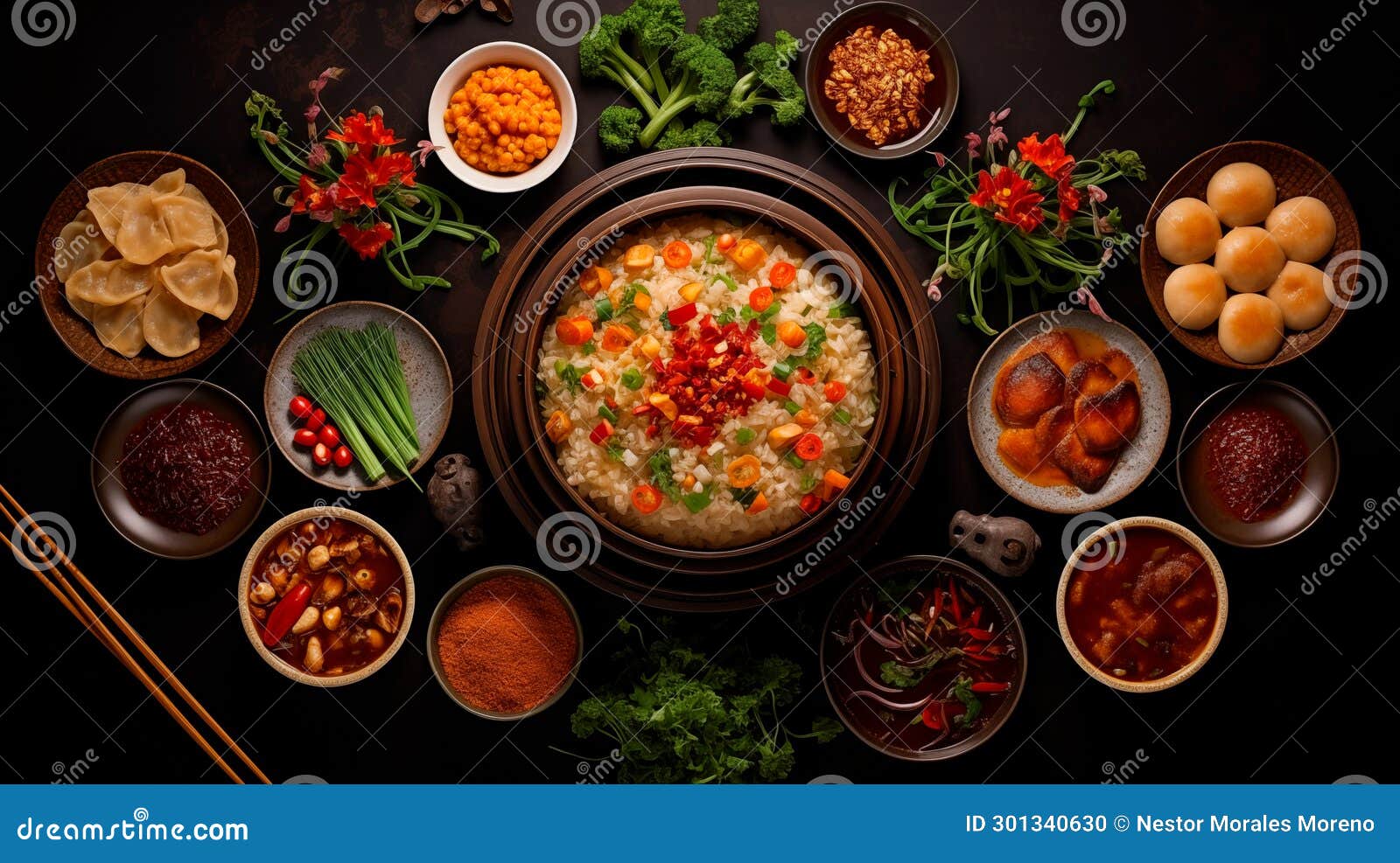 Table with Chinese Traditional Food Stock Photo - Image of flavorful ...