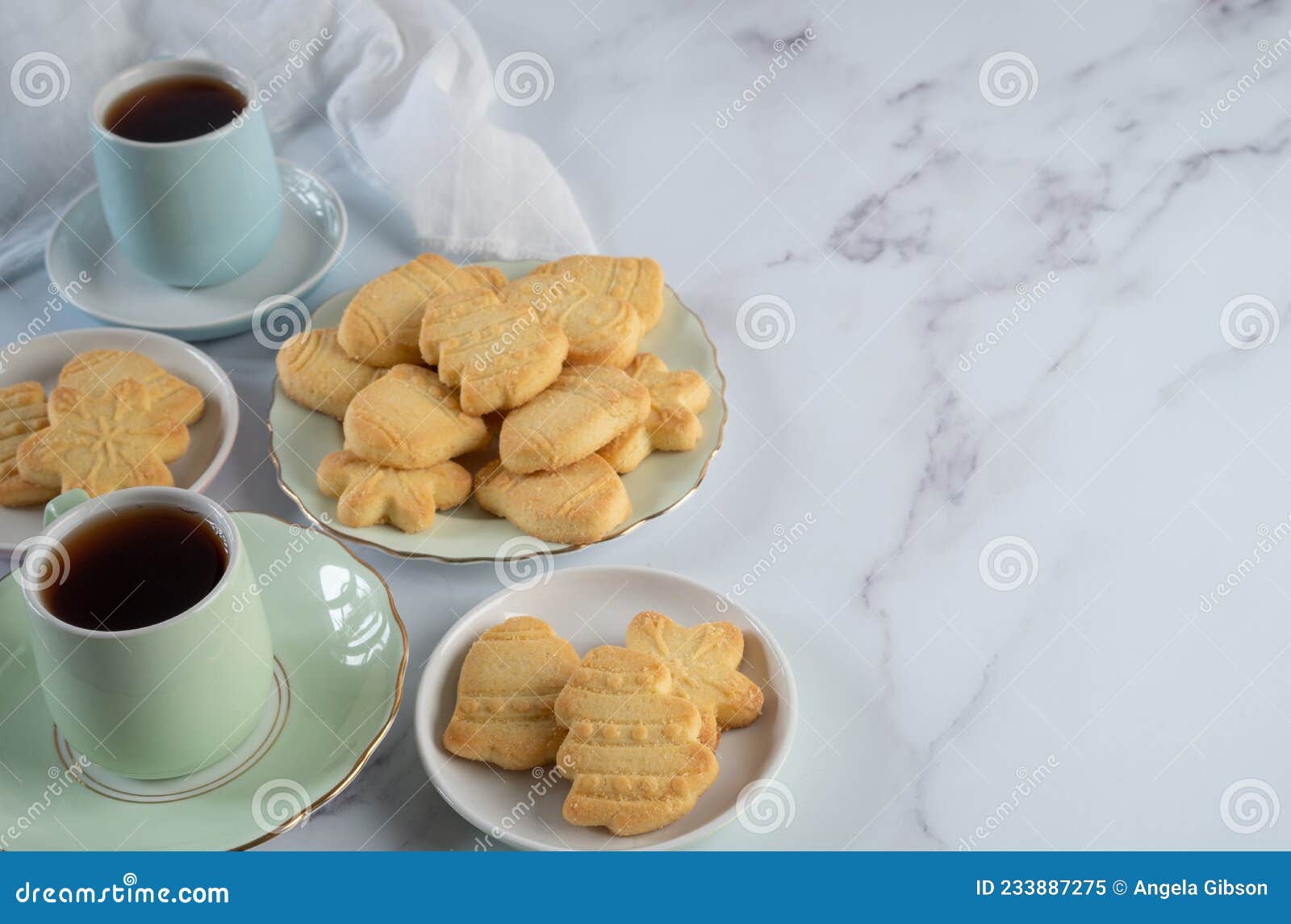 Table with Christmas Shortbread and Tea from Above Stock Image - Image ...
