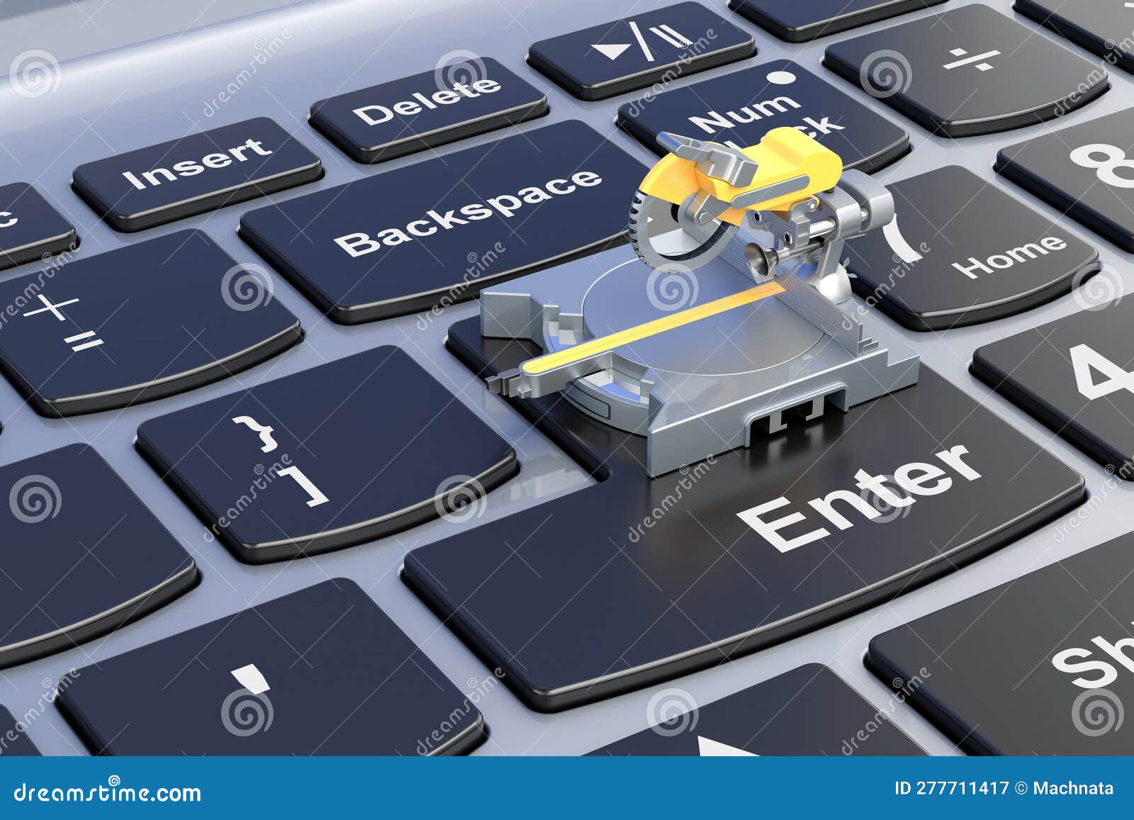 Table Circular Saw on Laptop Keyboard. 3D Stock Illustration ...
