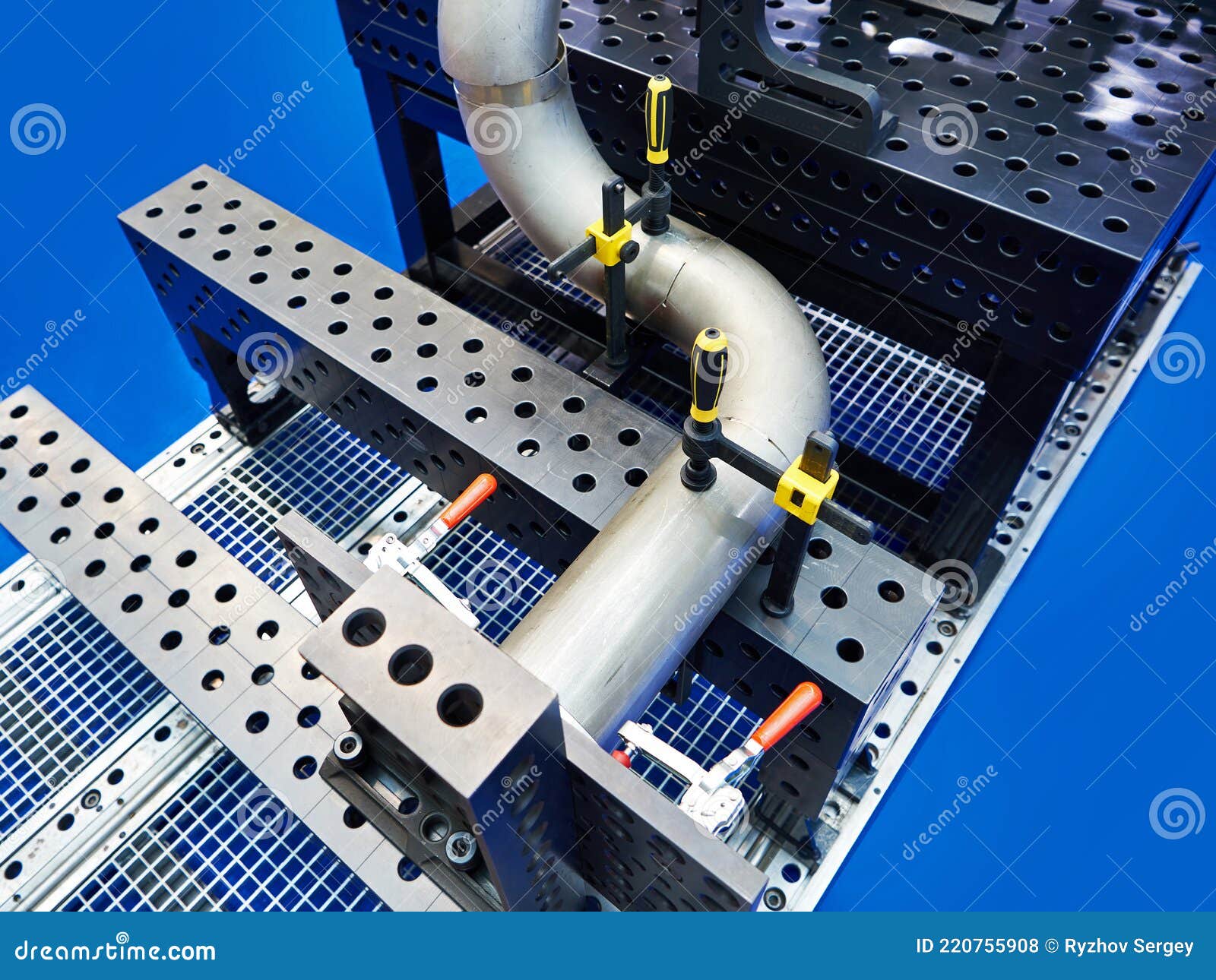 Table with Clamps for Welding Stock Photo - Image of production, device ...