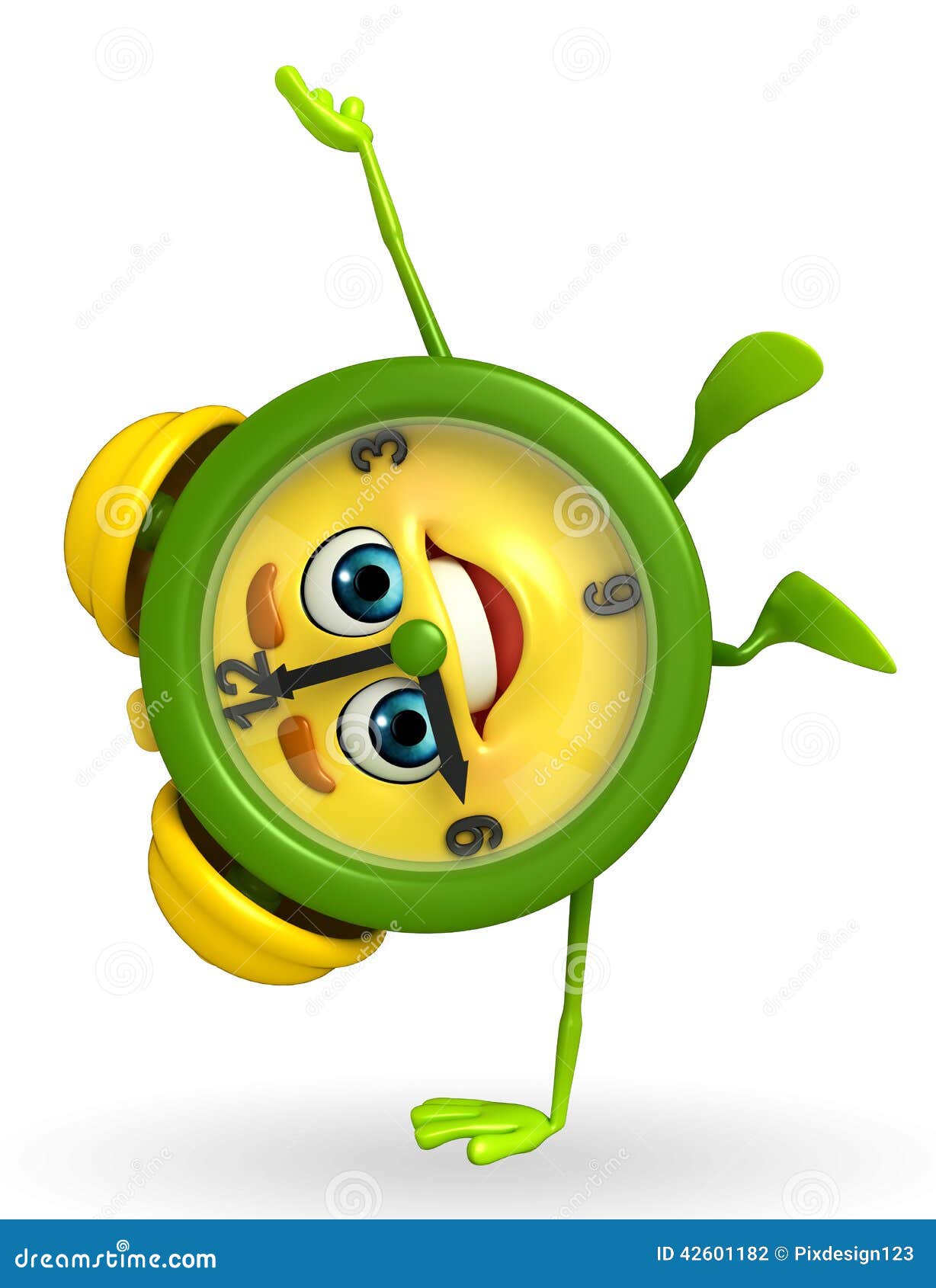 Table Clock Character with Handstanding Pose Stock Illustration ...
