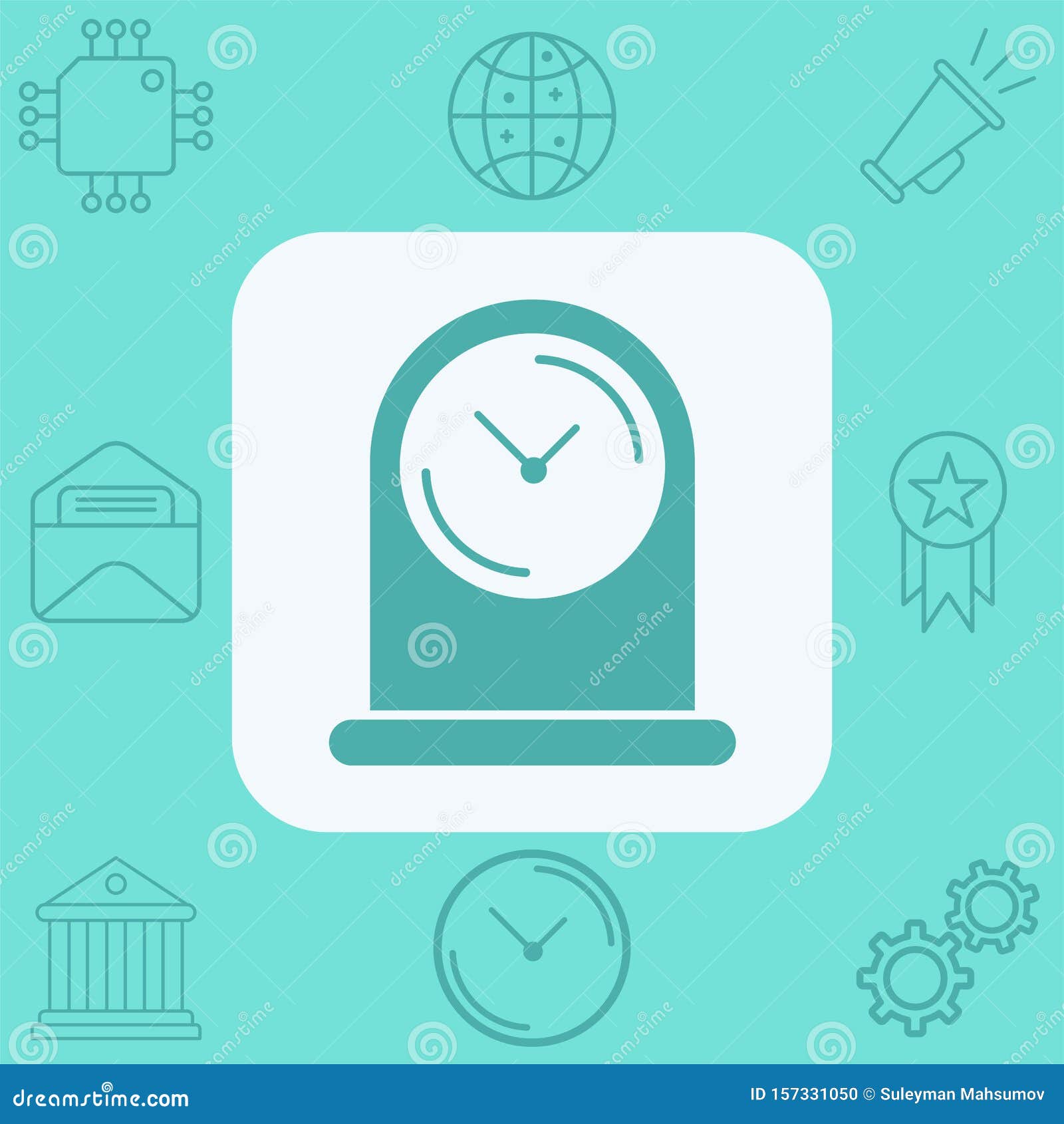 Table Clock Vector Icon Sign Symbol Stock Illustration - Illustration ...