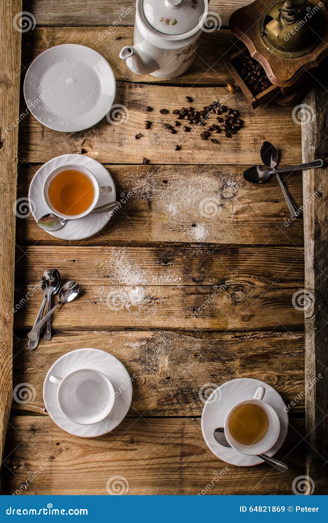 Table with coffee and tea stock image. Image of organic - 64821869