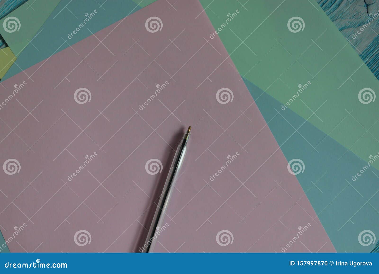 On the Table are Colored Blank of Paper. Stock Photo - Image of ...