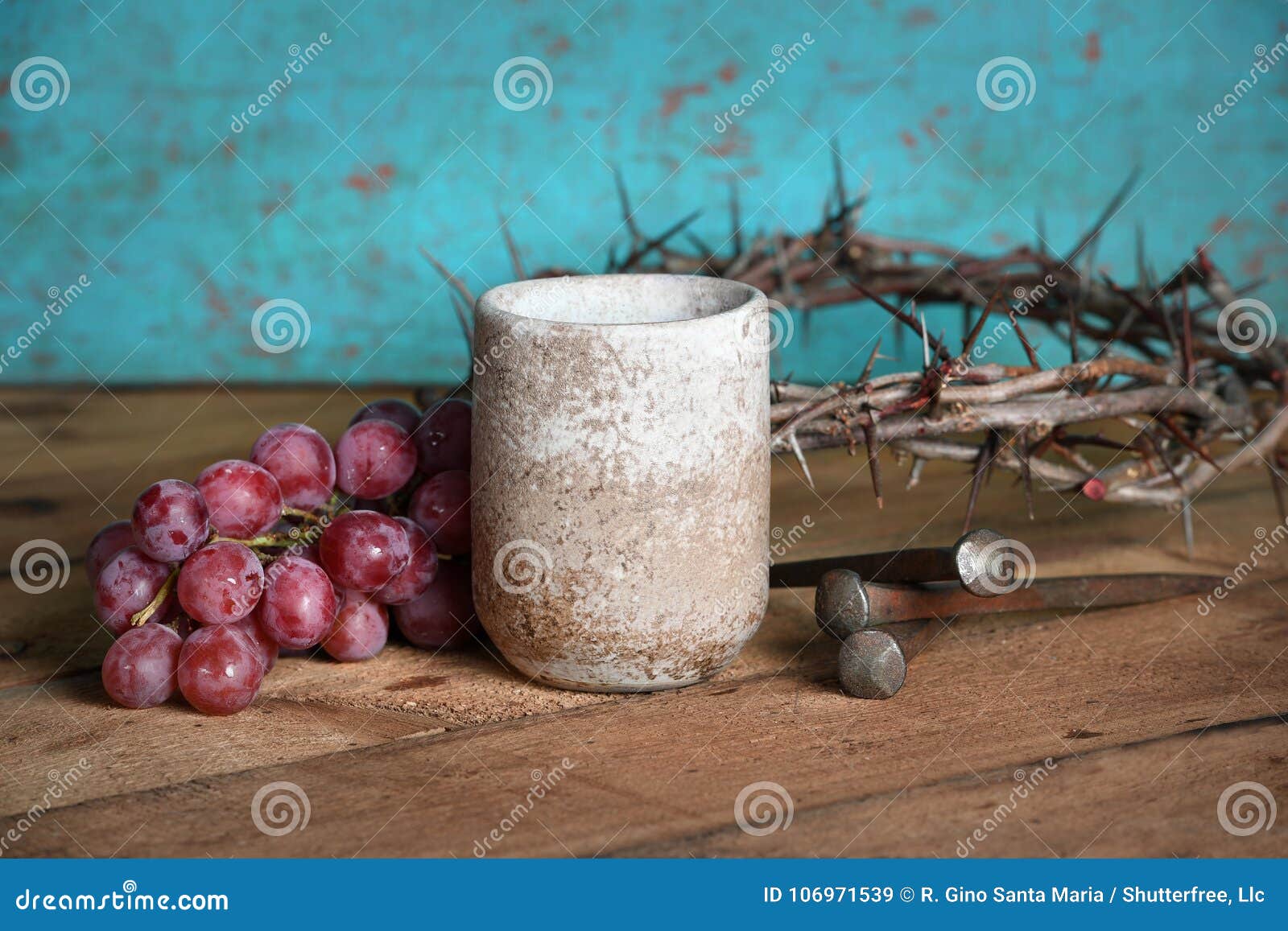 Table with Communion Elements Stock Image - Image of symbol, christian ...