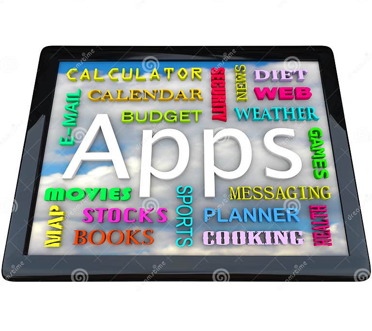 Table Computer - Apps Words for Applications Stock Illustration ...