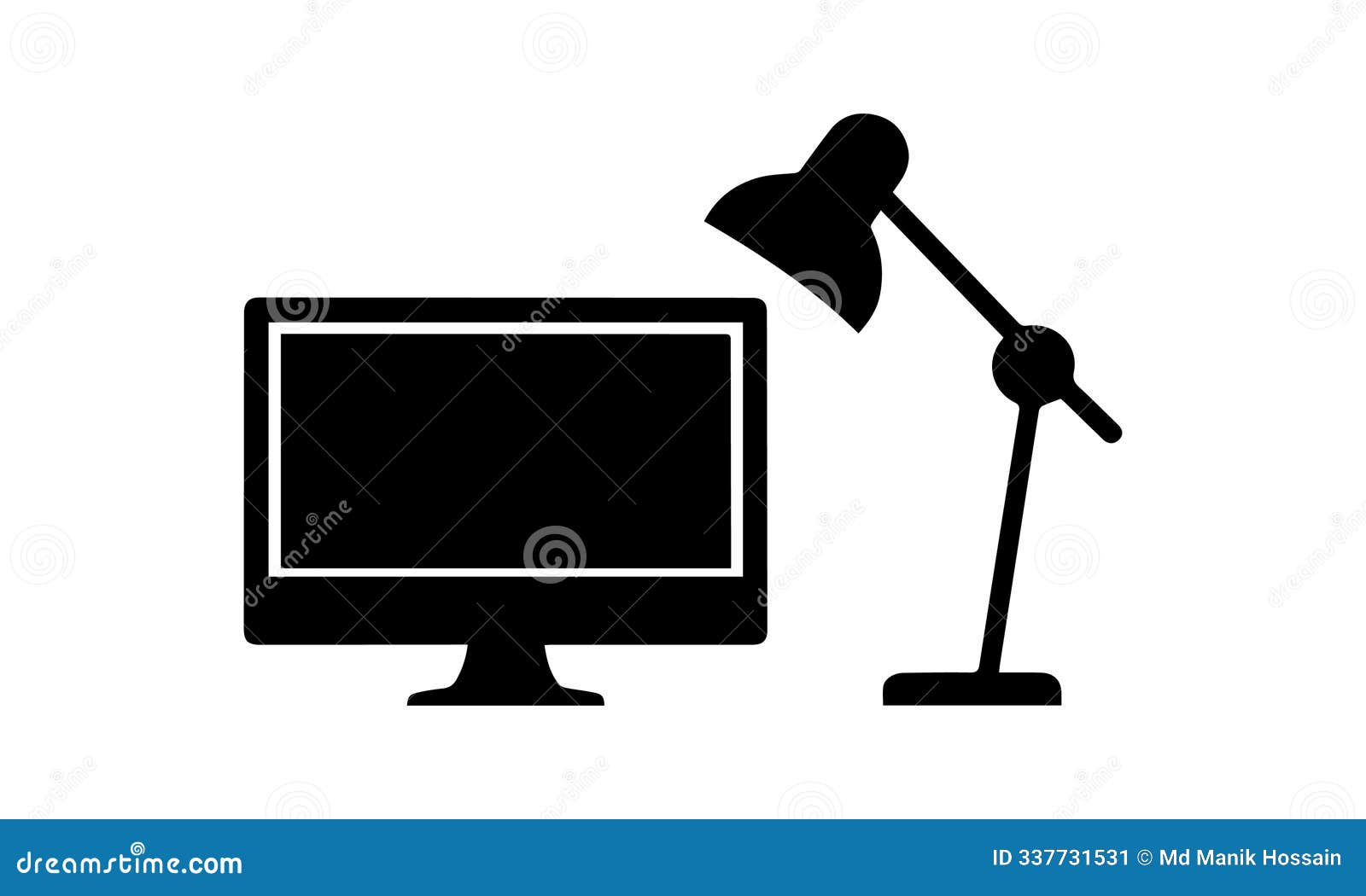 Table with Computer and Lamp" is a Workspace Design Featuring a Desk ...