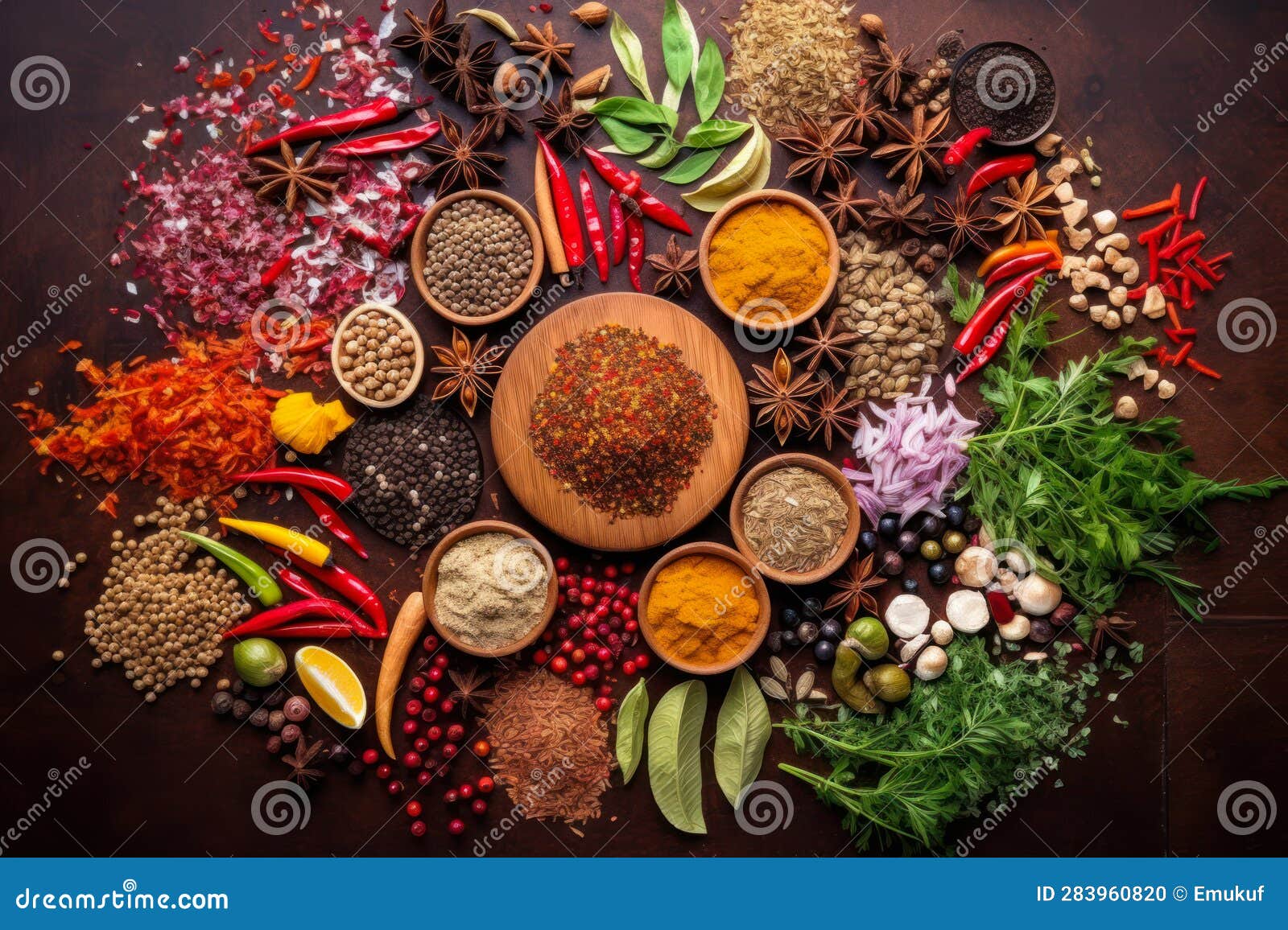 Table with Condiments and Vegetables Top View Generative Ai Stock ...