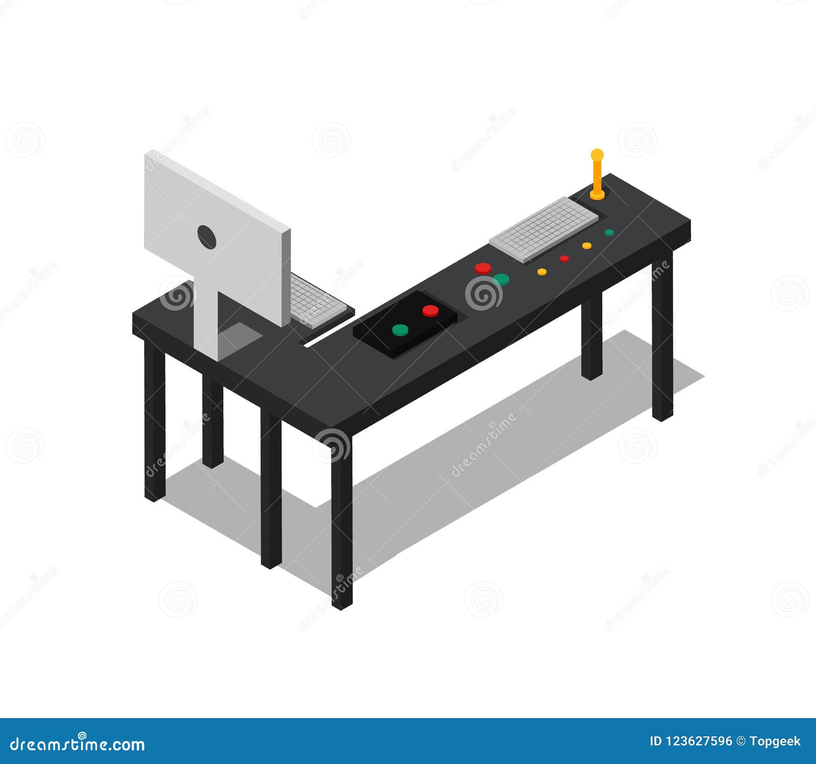 Table with Control Buttons Set and Power Computer Stock Vector ...