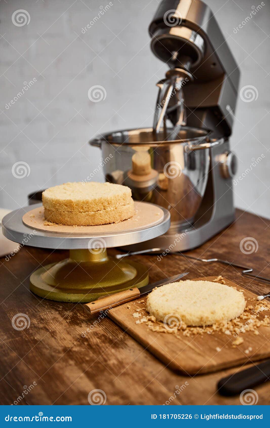 Table with Cooking Utensils and Sponge Stock Photo - Image of ...