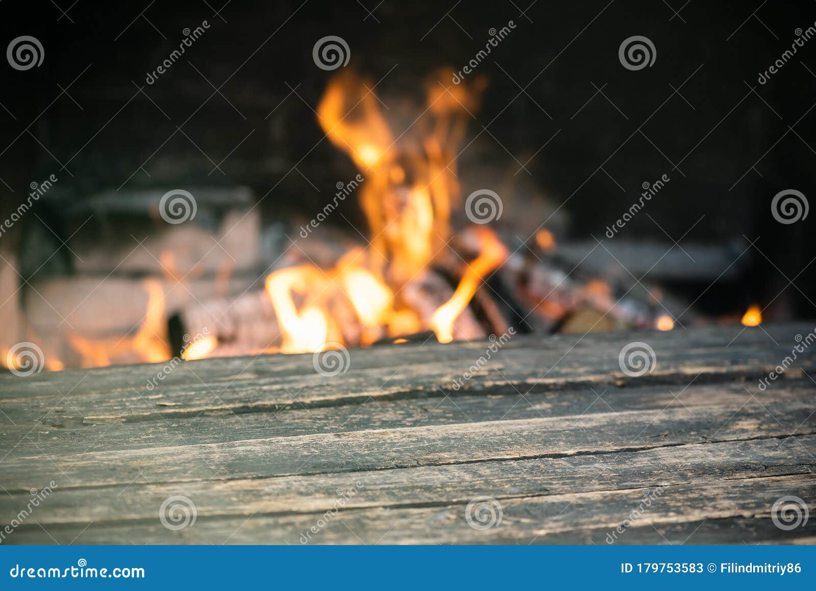 Table stock image. Image of rustic, country, front, fireplace - 179753583