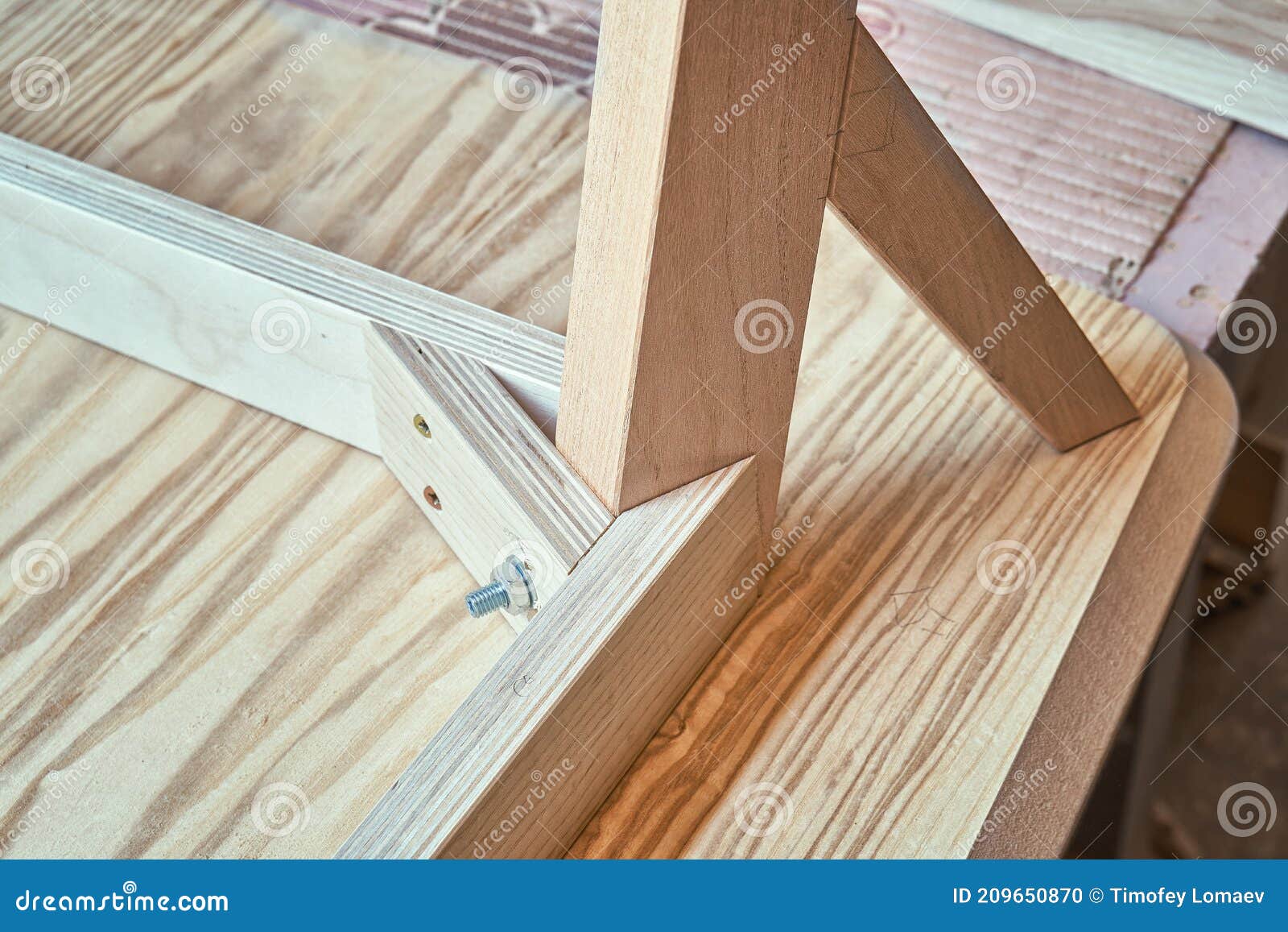 Table Corner of Plywood, Veneer and Solid Ash in Workshop Stock Photo ...