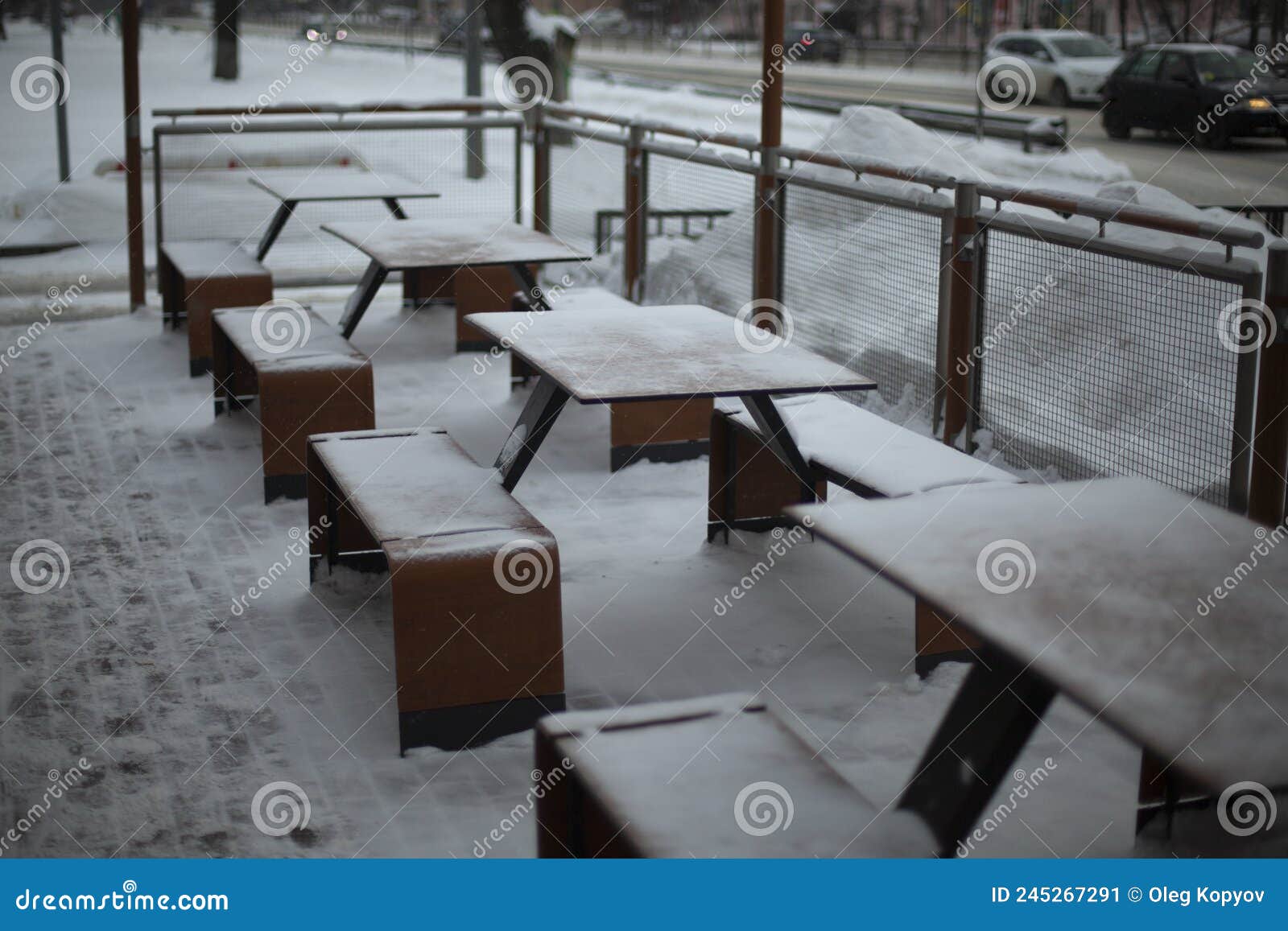 Table is Covered with Snow. Tables in Winter Stock Image - Image of ...