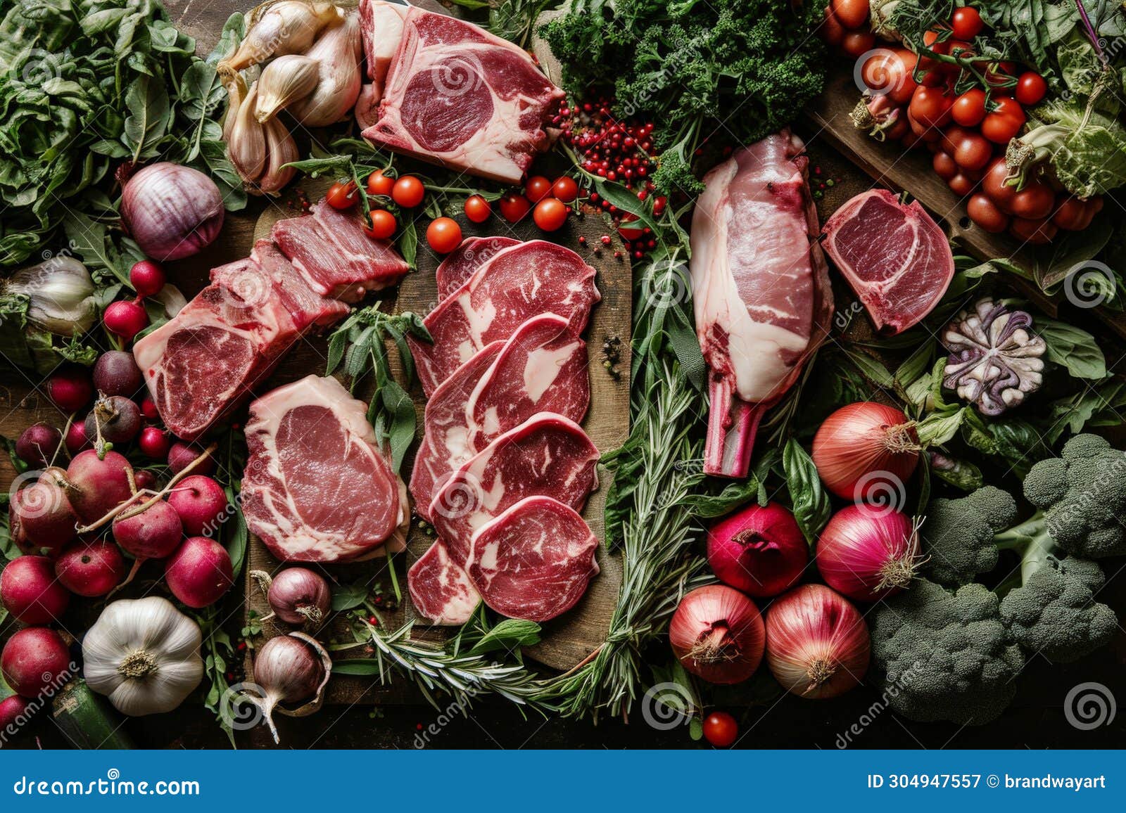 Assorted Meats Spread on Table Stock Image - Image of food, butchery ...