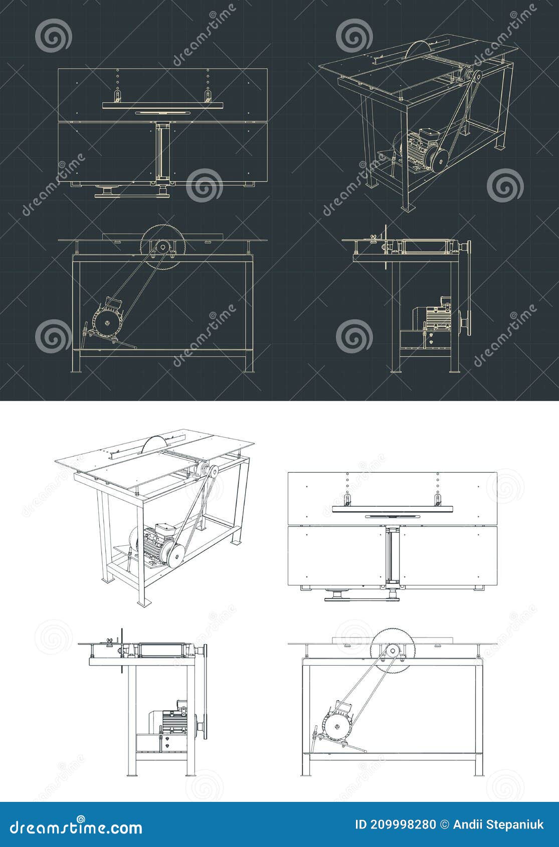 Table Cutting Machine Drawings Stock Vector - Illustration of vector ...