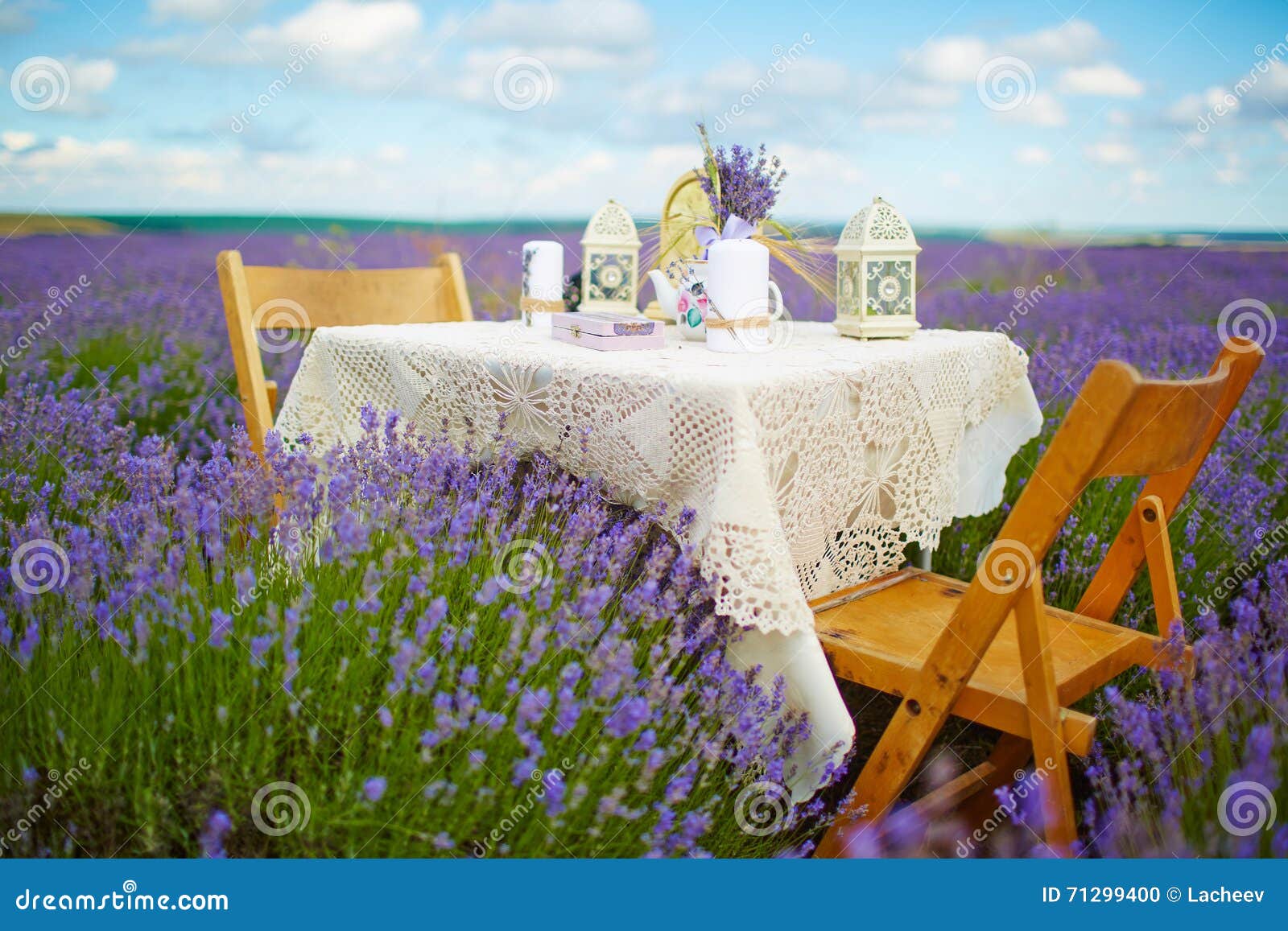 Table Decoration in Lavender Flowers. Stock Photo - Image of beautiful ...