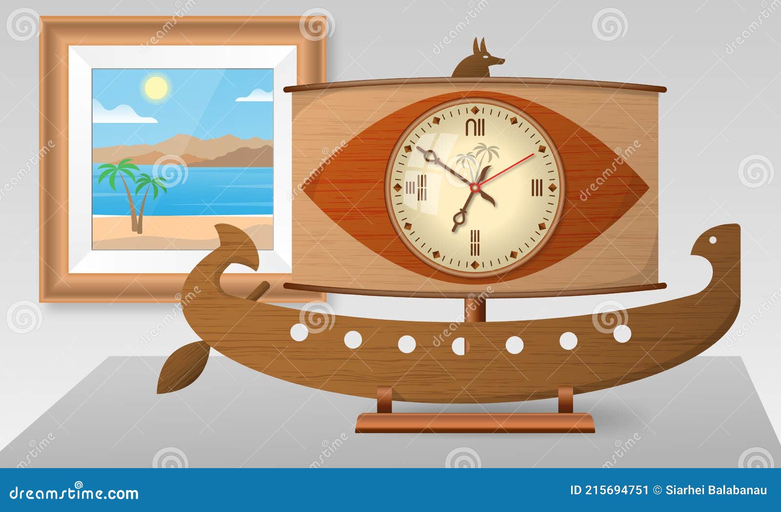 Table Decorative Clock - Ancient Egyptian Galley. Stylization Stock ...