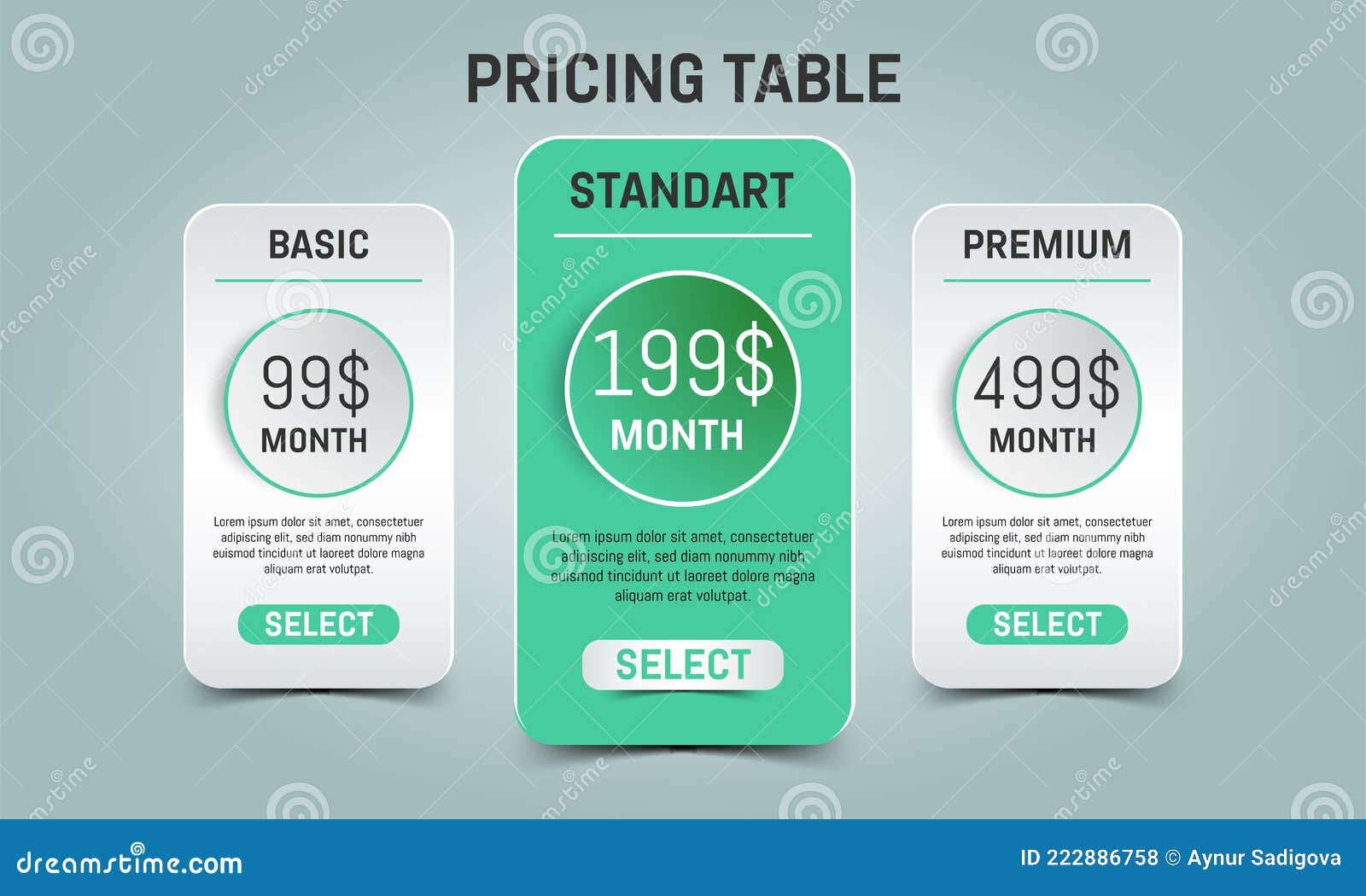 Table Des Prix Vectoriels Pour Les Services Web Commerciaux ...