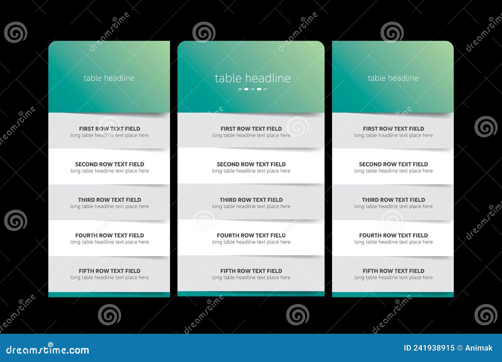 Table Design Template, Schedule, Price Tab for Business. Vector Stock ...