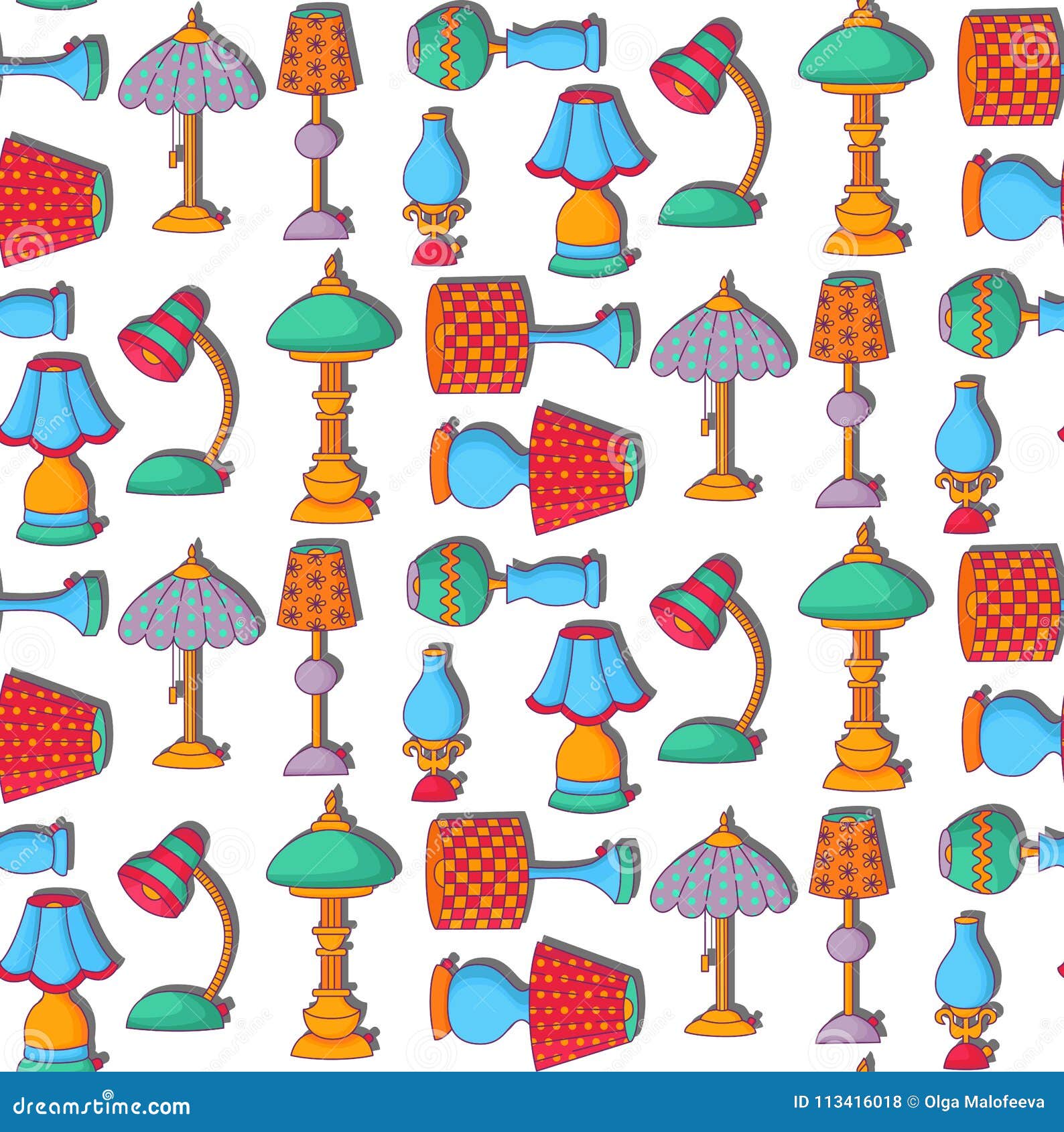 Table Desk Lamps Doodle Seamless Vector Pattern Stock Vector ...