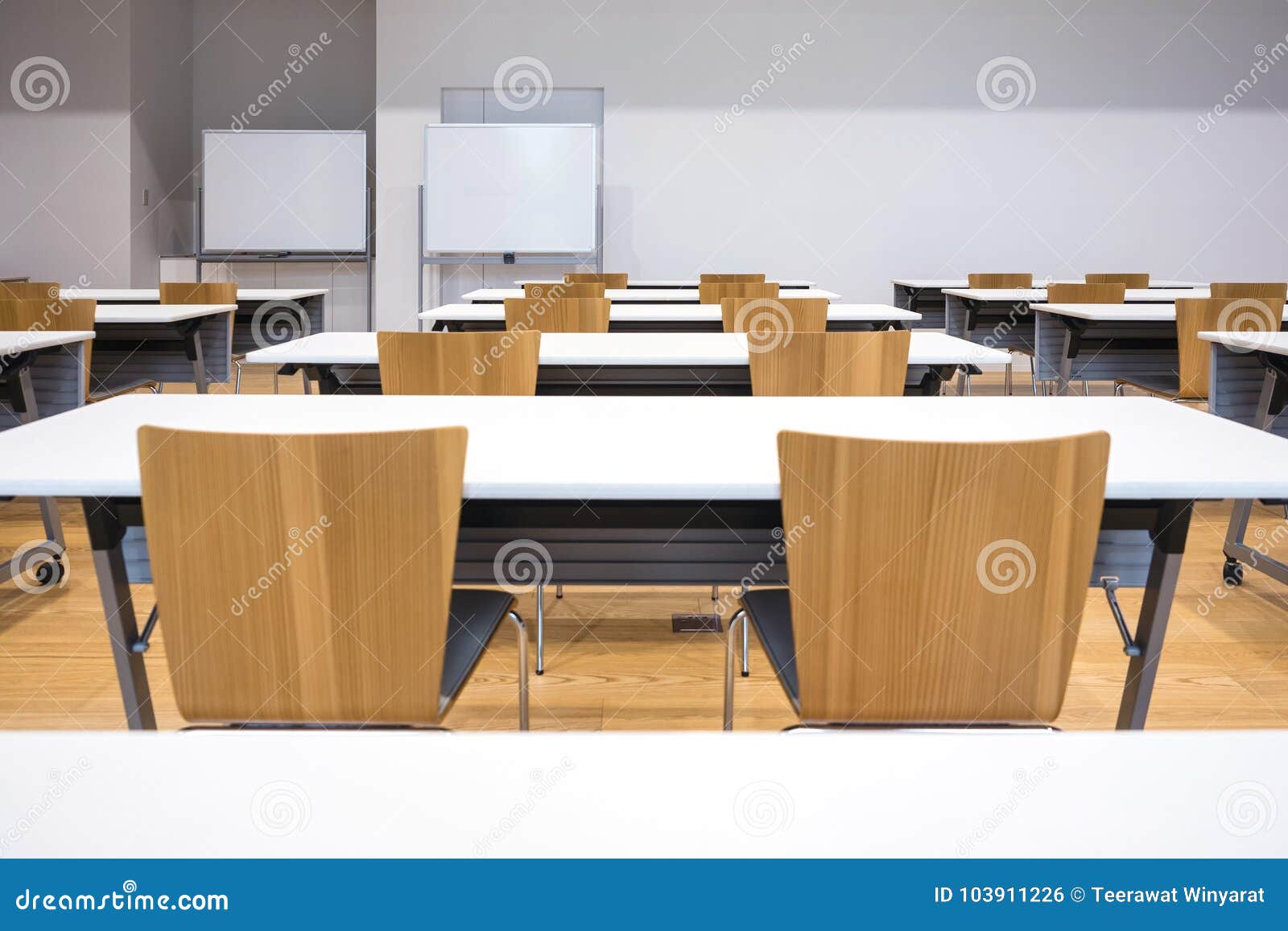 Table Desk with Seats in Classroom Education Concept Stock Photo ...