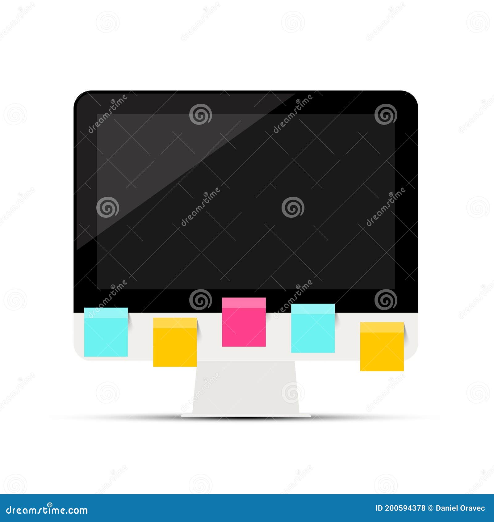 Table Desktop All-in-one Computer Vector Illustration Stock Vector ...