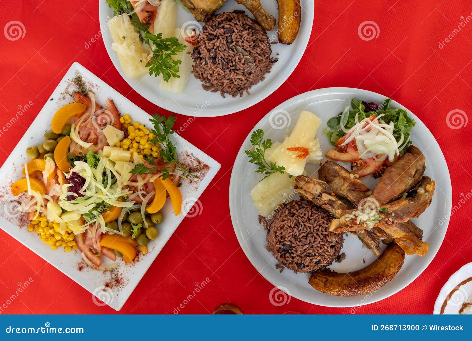 Table with Different Type of Food Stock Photo - Image of dill, dinner ...