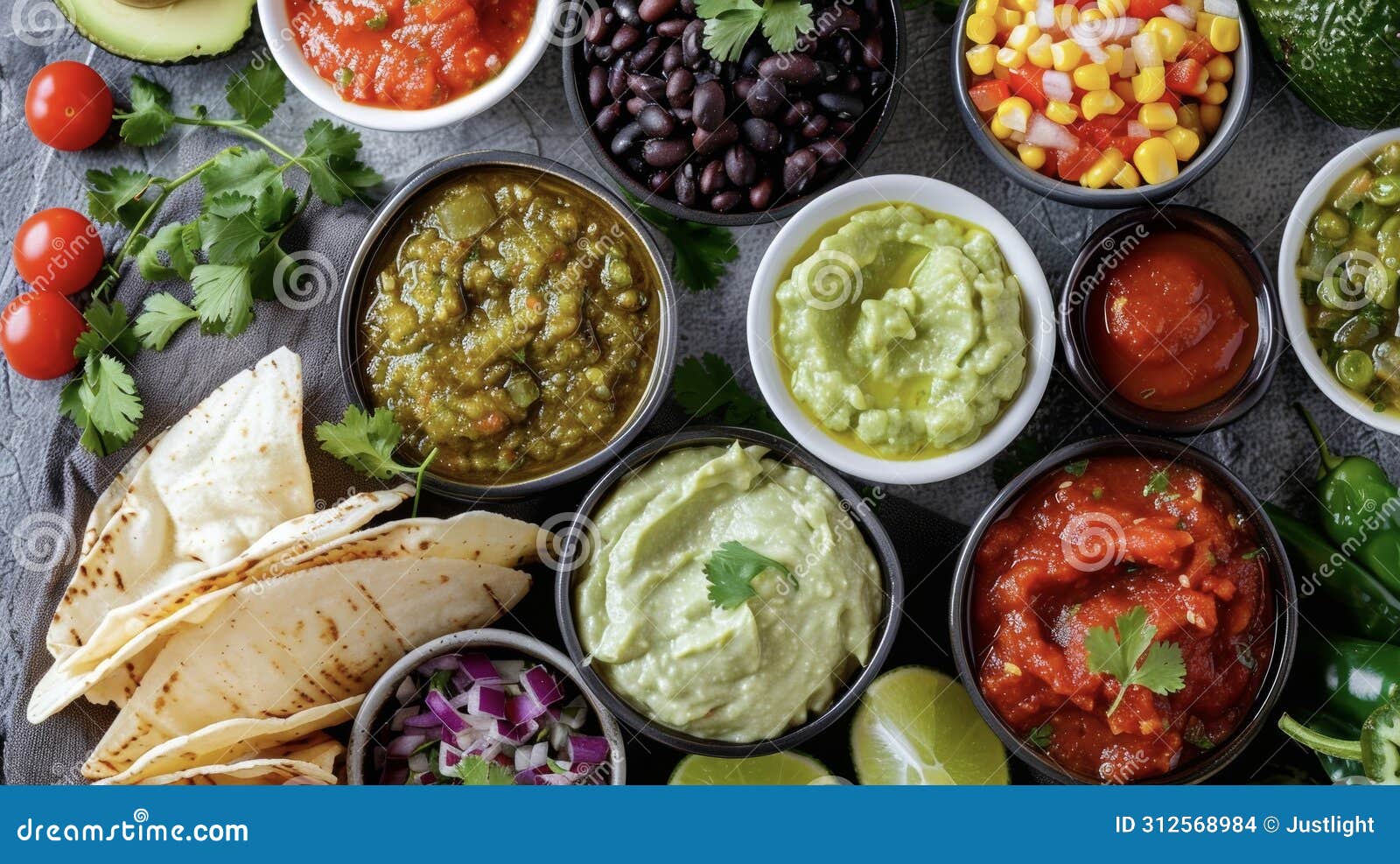 A Table Displaying a Variety of Food Bowls Filled with Different Types ...