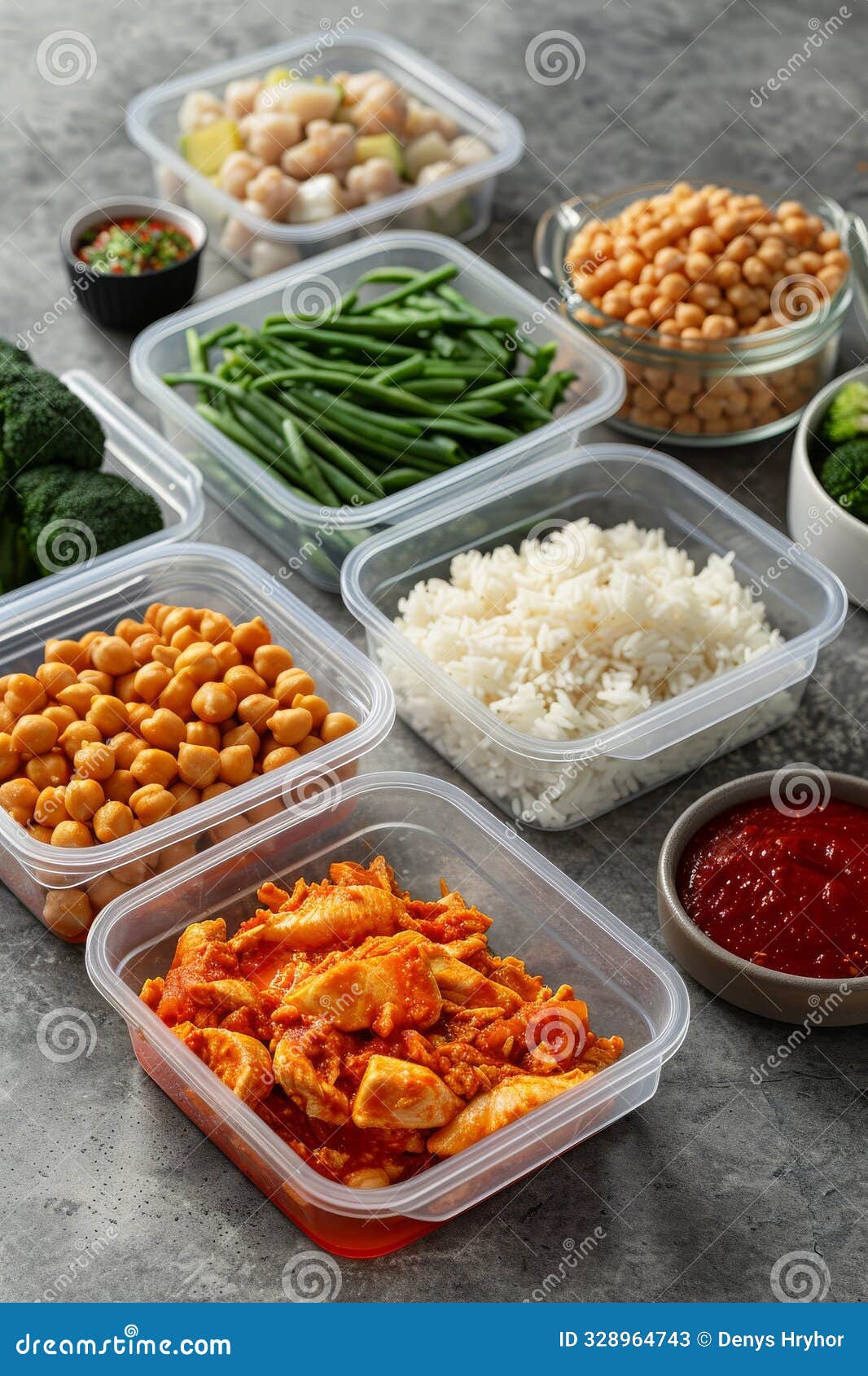 A Table Displaying Various Plastic Containers Filled with Food ...
