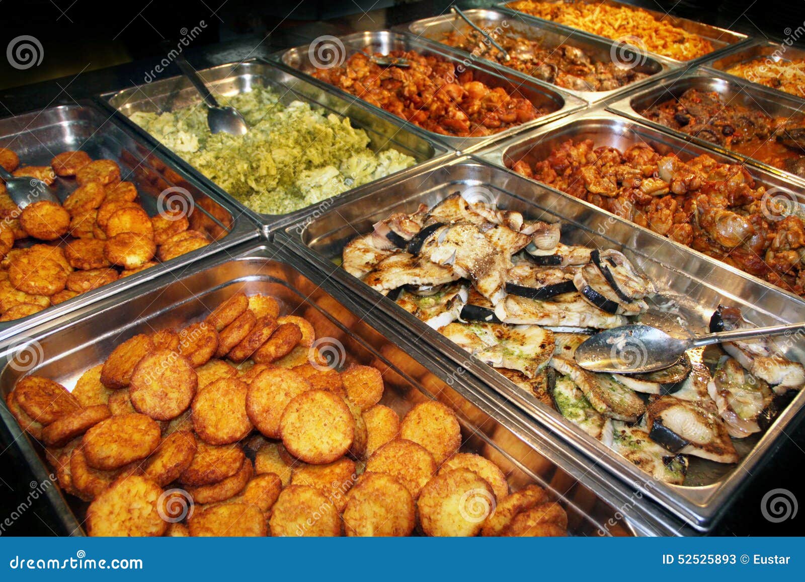 Table with a diverse food stock image. Image of plates - 52525893