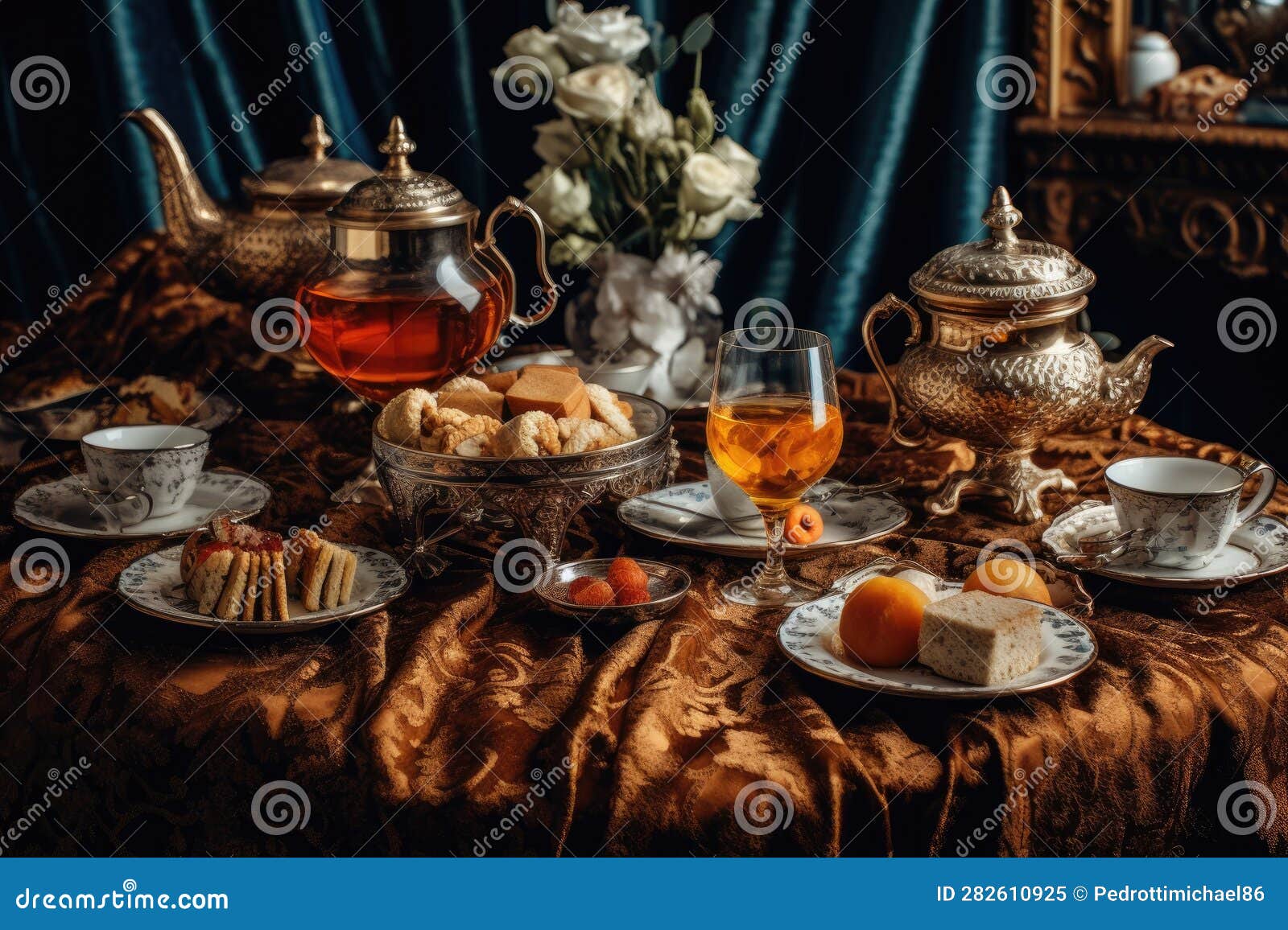 Tea time stock illustration. Illustration of kitchen - 282610925