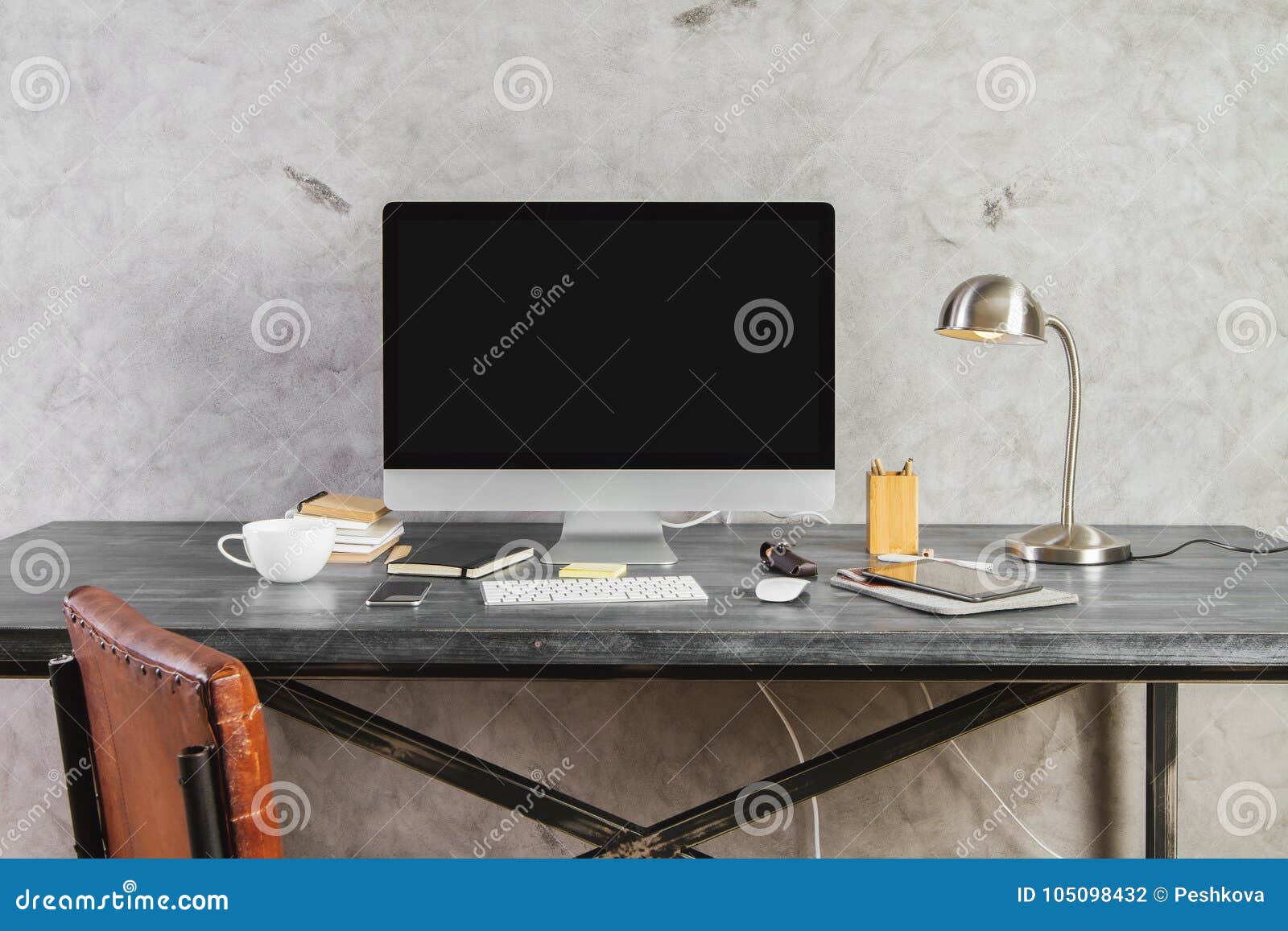Table with Empty Computer Screen Front Stock Photo - Image of business ...