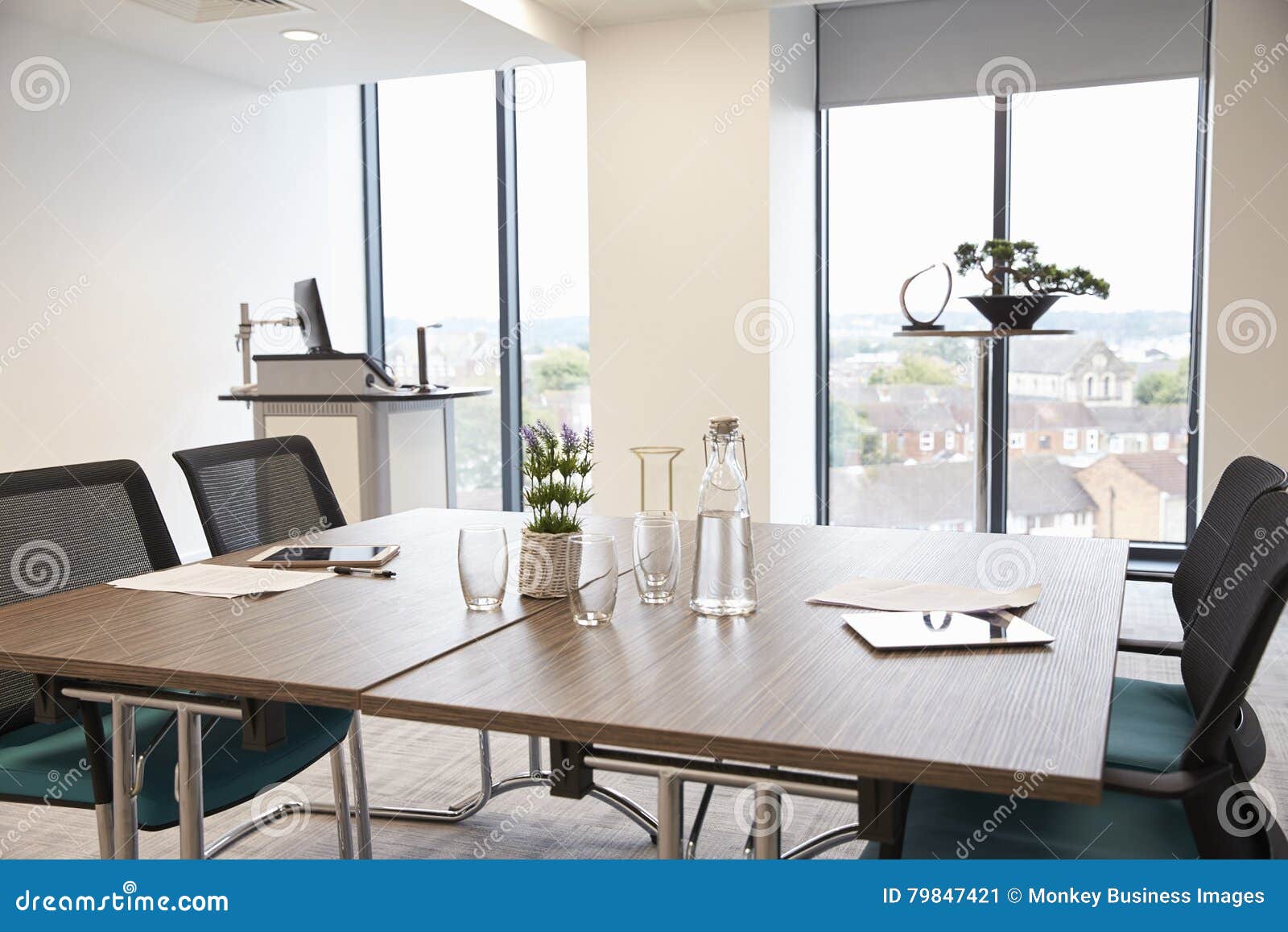 Table in Empty Office Meeting Room Stock Image - Image of room, indoors ...