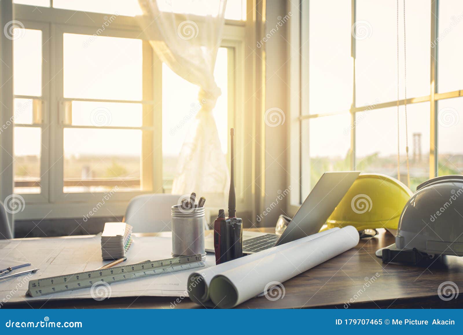 Table and Equipment for Engineer Working. Stock Image - Image of ...