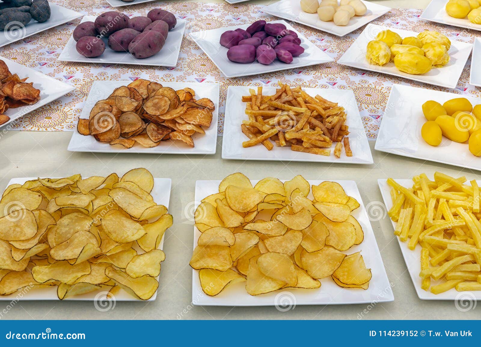 Table with Exposure of Different Potato Products Stock Photo - Image of ...