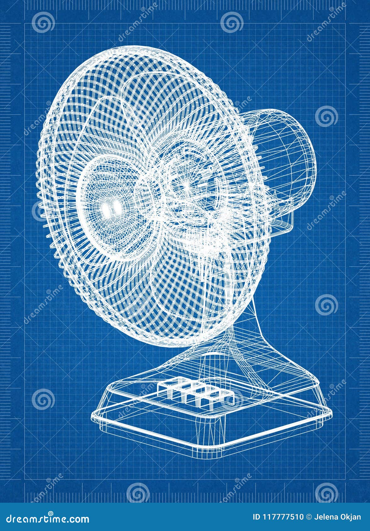 Table Fan Architect Blueprint Stock Illustration - Illustration of ...