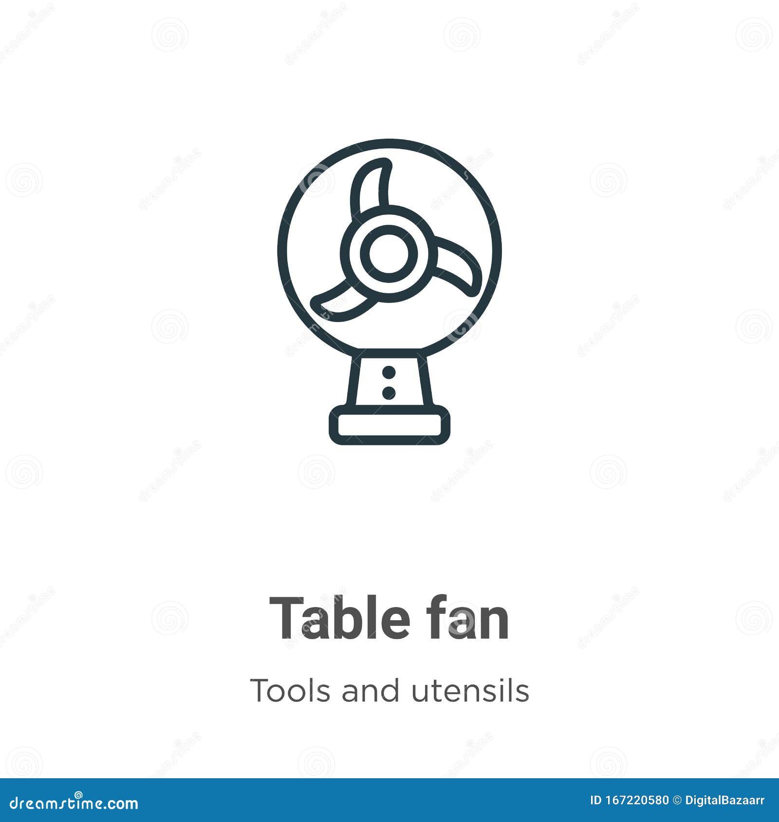 Table Fan Outline Vector Icon. Thin Line Black Table Fan Icon, Flat ...